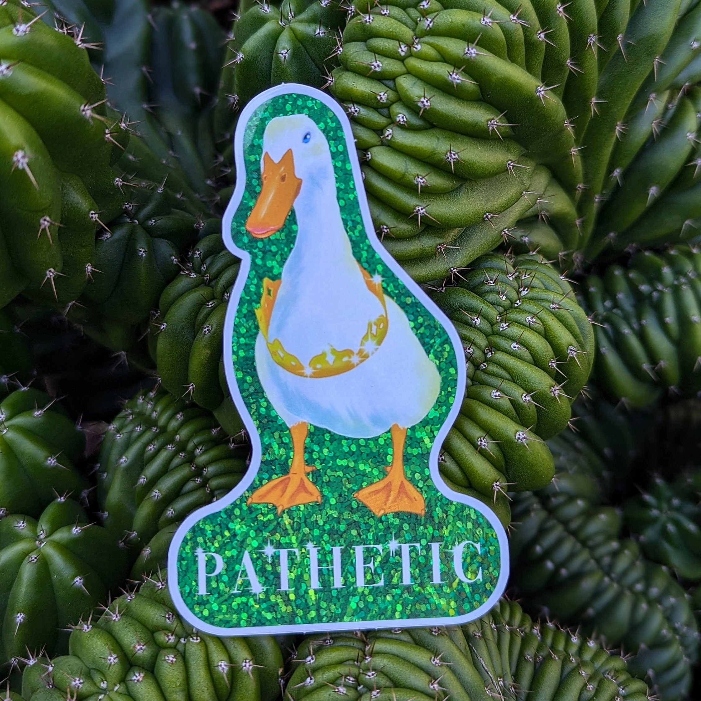 Holographic Glitter Duck Sticker 'pathetic' - Etsy