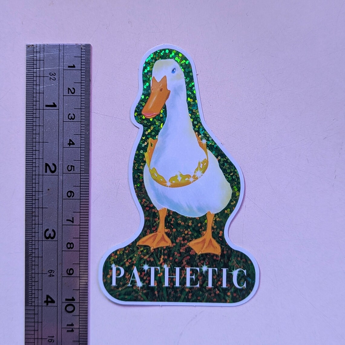 Holographic Glitter Duck Sticker 'pathetic' - Etsy