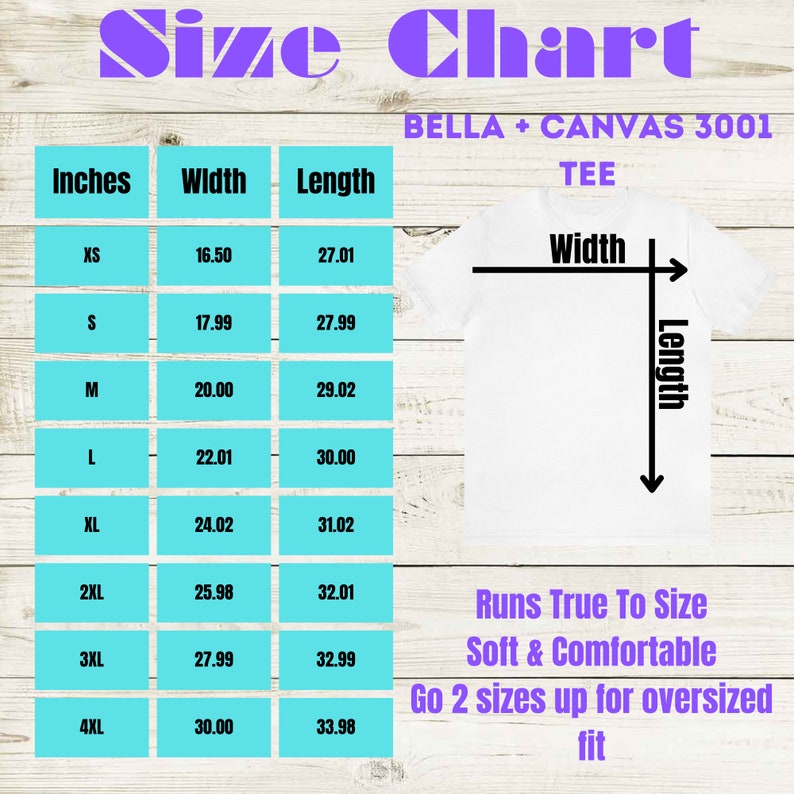 Bella Canvas 3001 Size Chart Your Ultimate Fit Guide PDF Download, Size ...