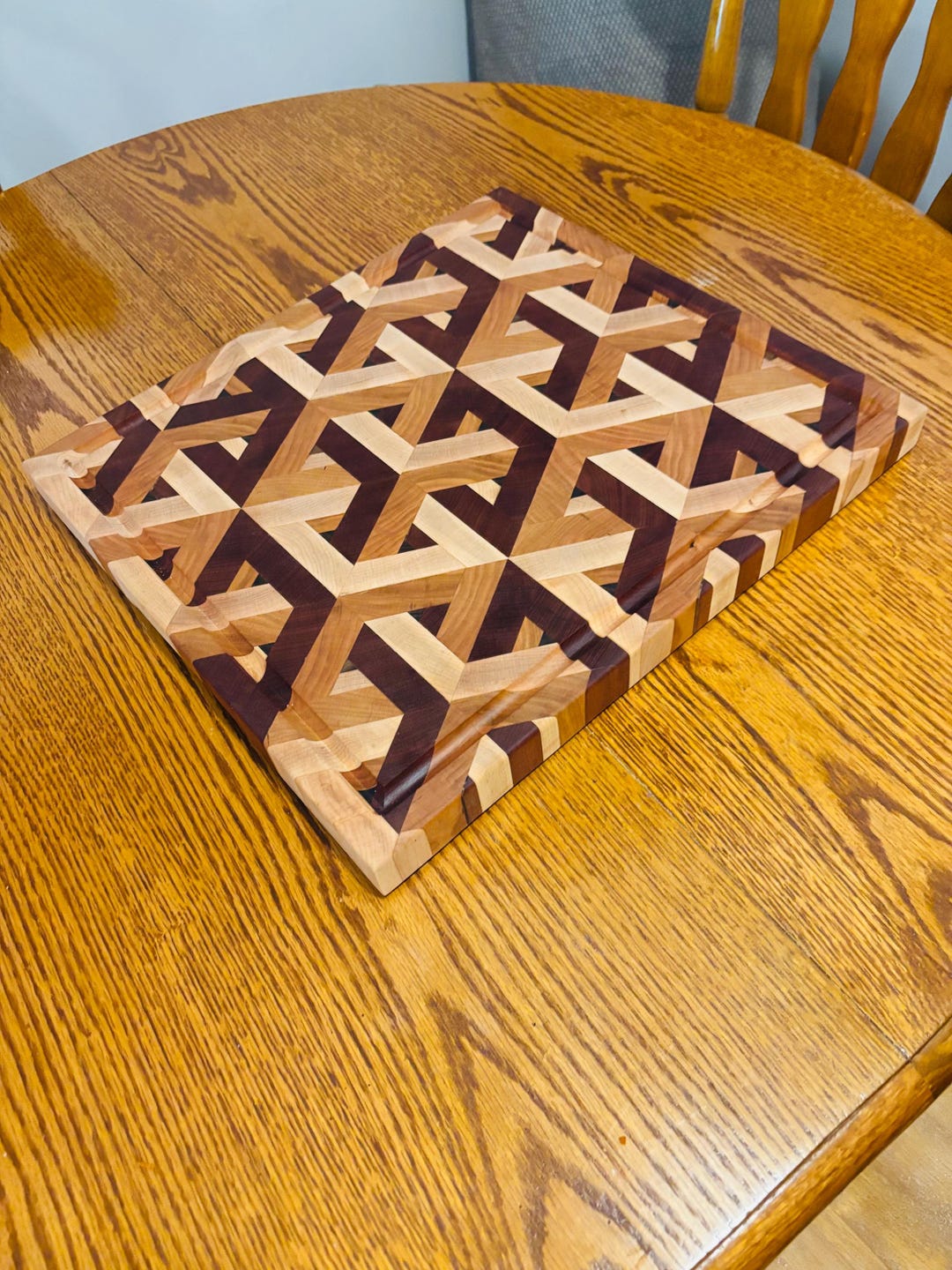 3D Interlocking Cubes Edge Grain Cutting Board - Etsy
