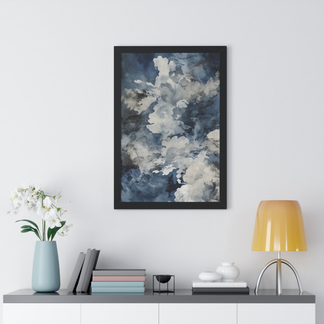 Framed Vertical Sky Poster Vintage Abstract Water Color - Etsy