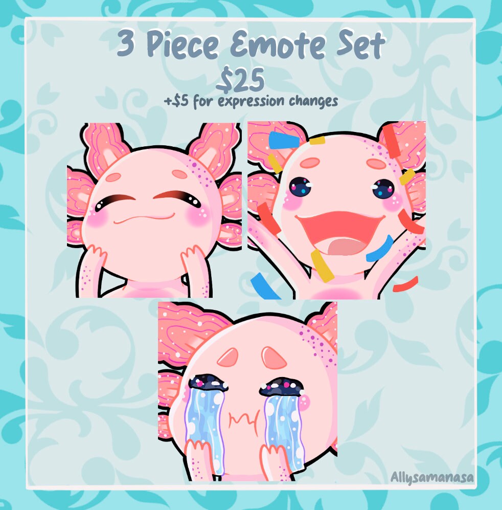 3 Piece Axolotl Emote Set Twitch & Discord - Etsy
