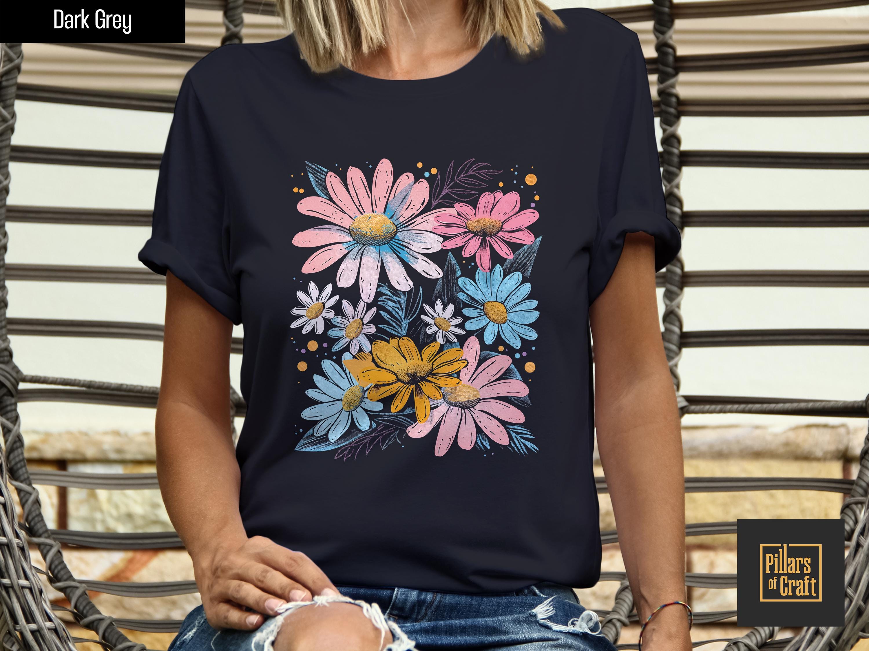 Retro Daisy T-shirt, Daisy T-shirt, Vintage T-shirt, Floral T-shirt ...