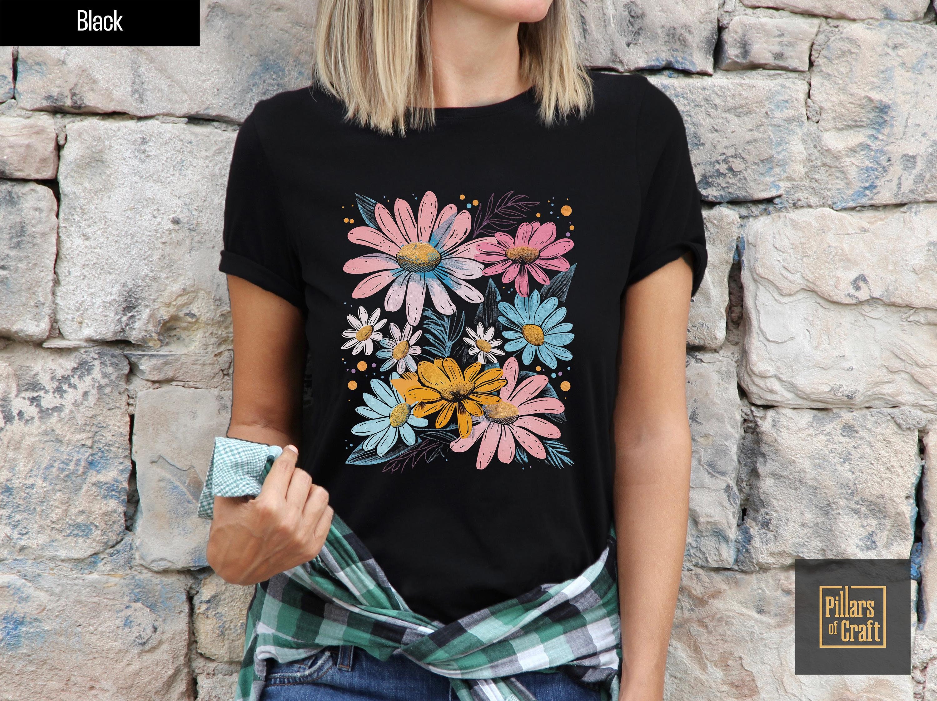 Retro Daisy T-shirt, Daisy T-shirt, Vintage T-shirt, Floral T-shirt ...