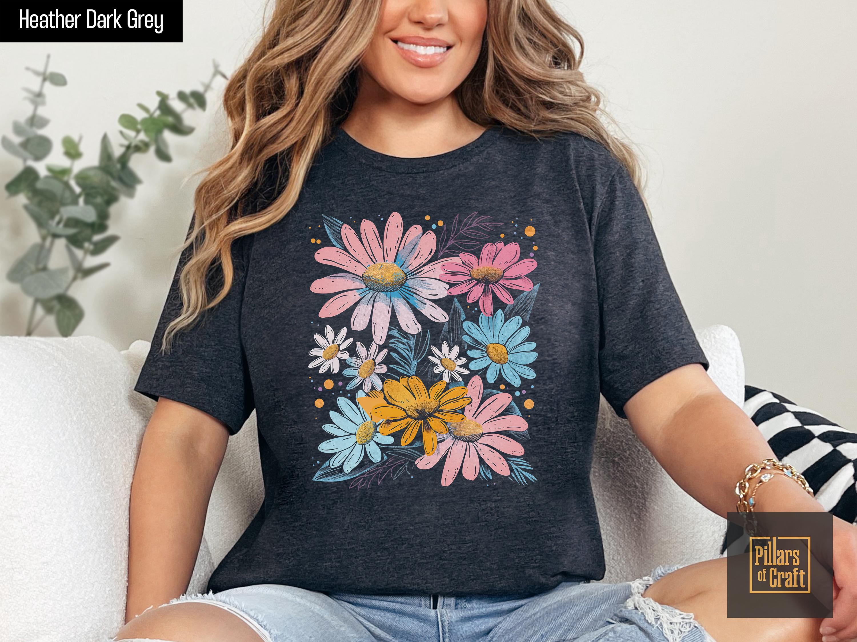 Retro Daisy T-shirt, Daisy T-shirt, Vintage T-shirt, Floral T-shirt ...