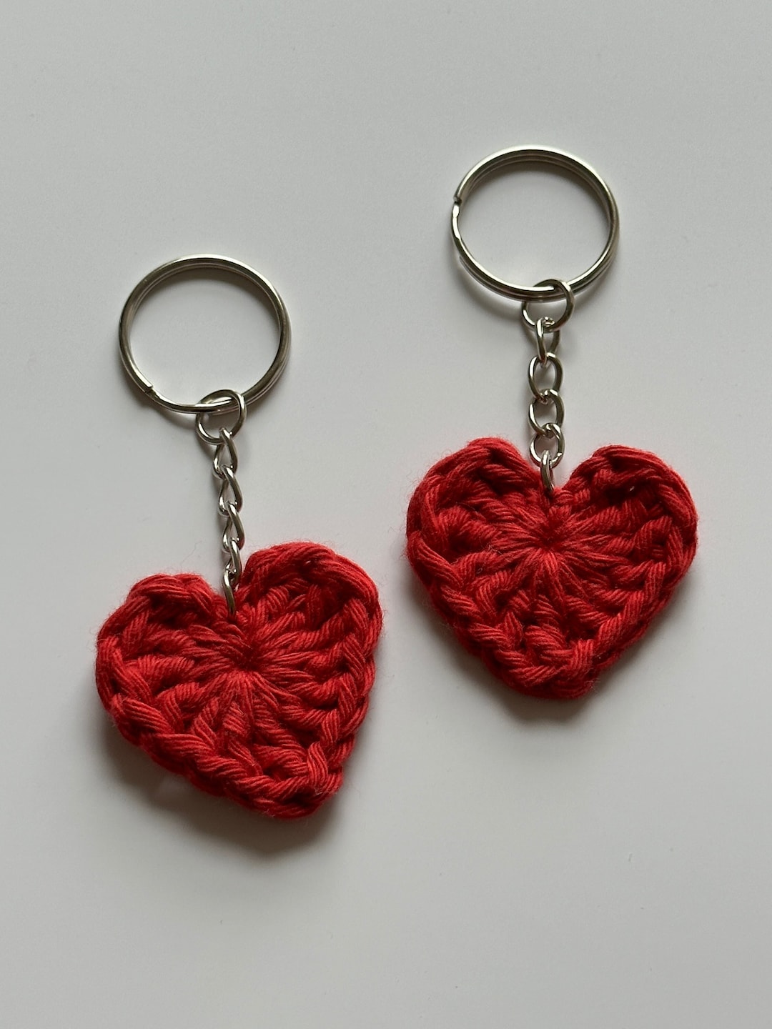 Handmade Crochet Heart Key Chain - Etsy UK