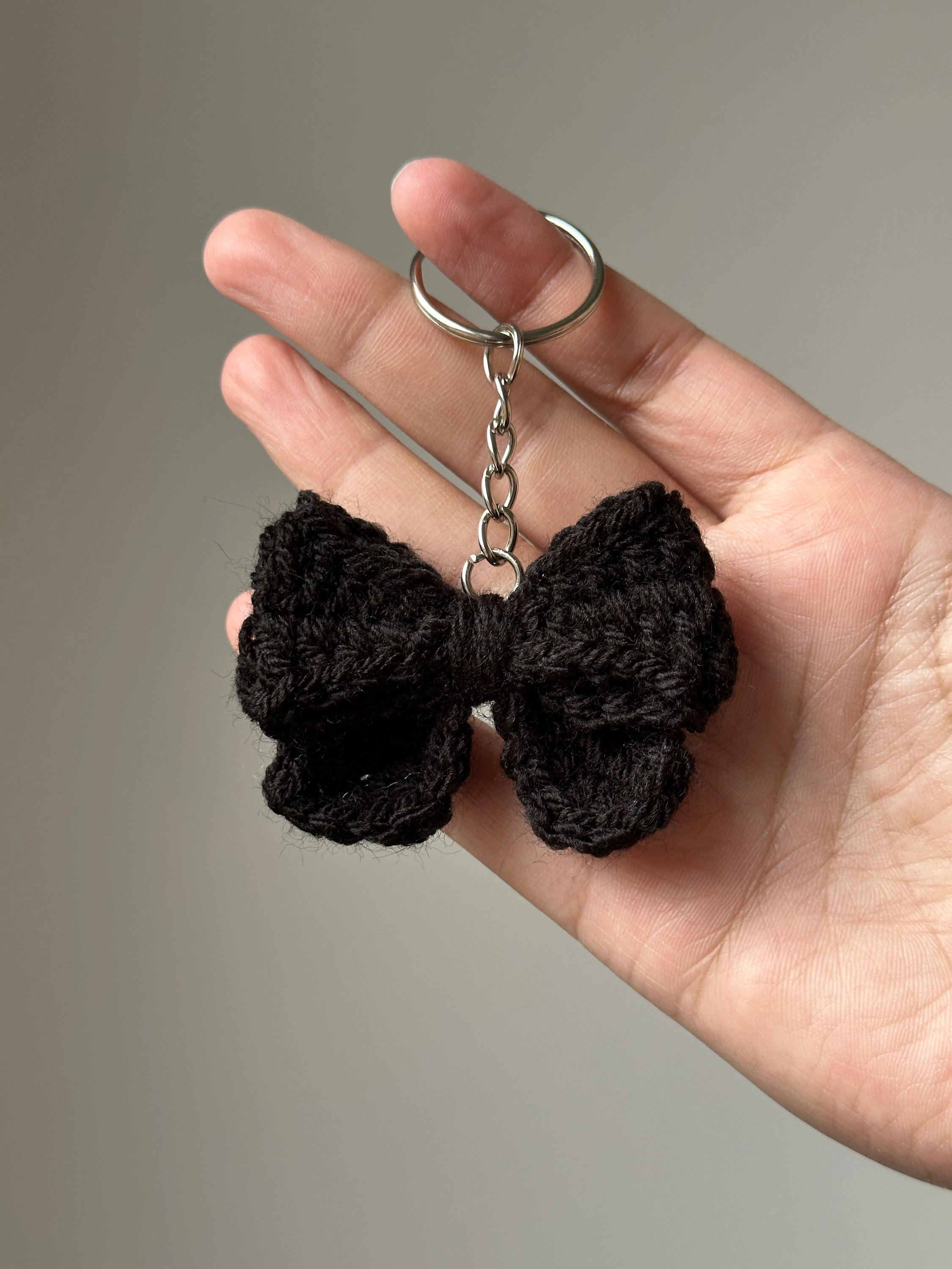 Handmade Crochet Bow Key Chain Colour Variations Available - Etsy