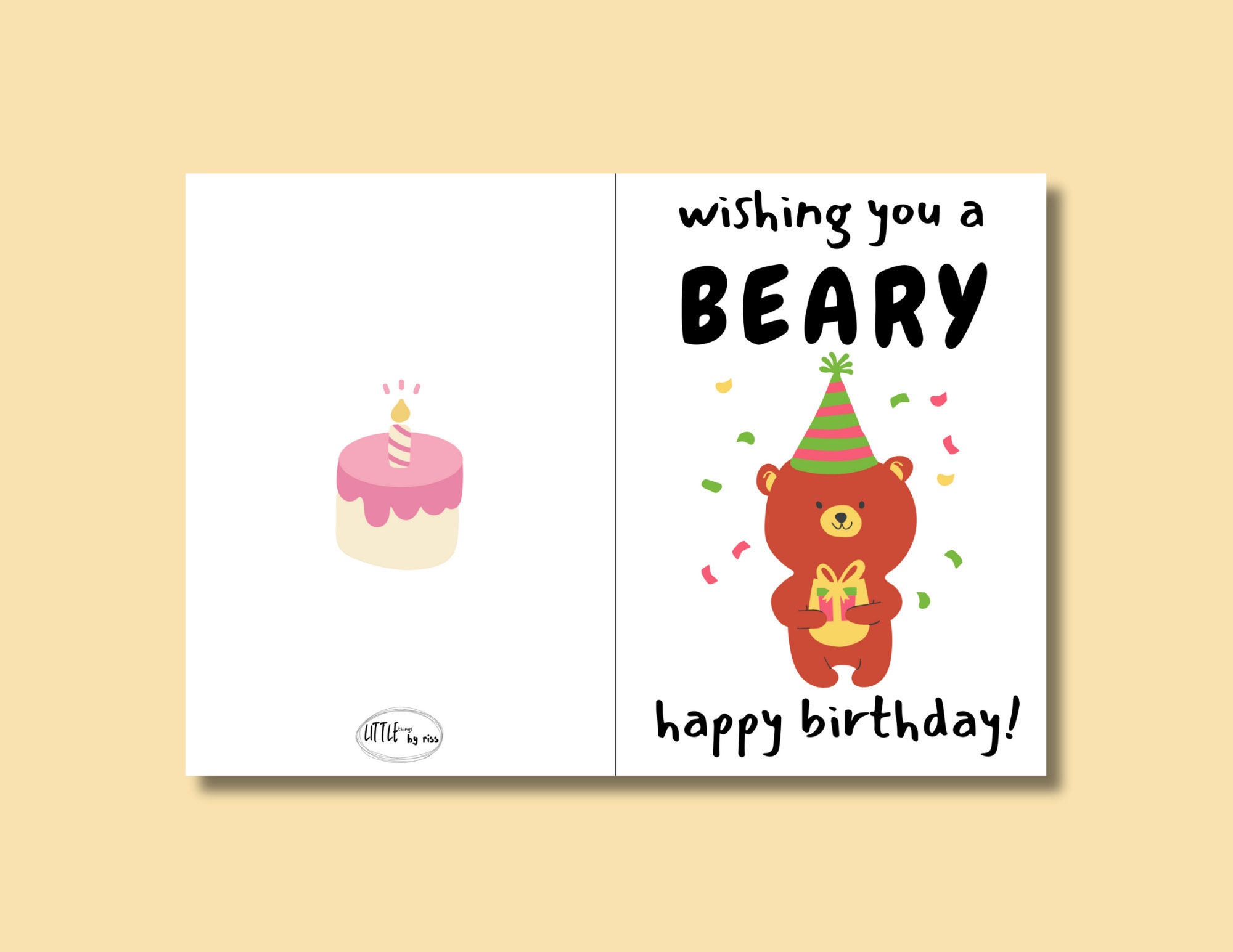 Printable Bear Birthday Card, Printable Birthday Card Cute, Digital ...
