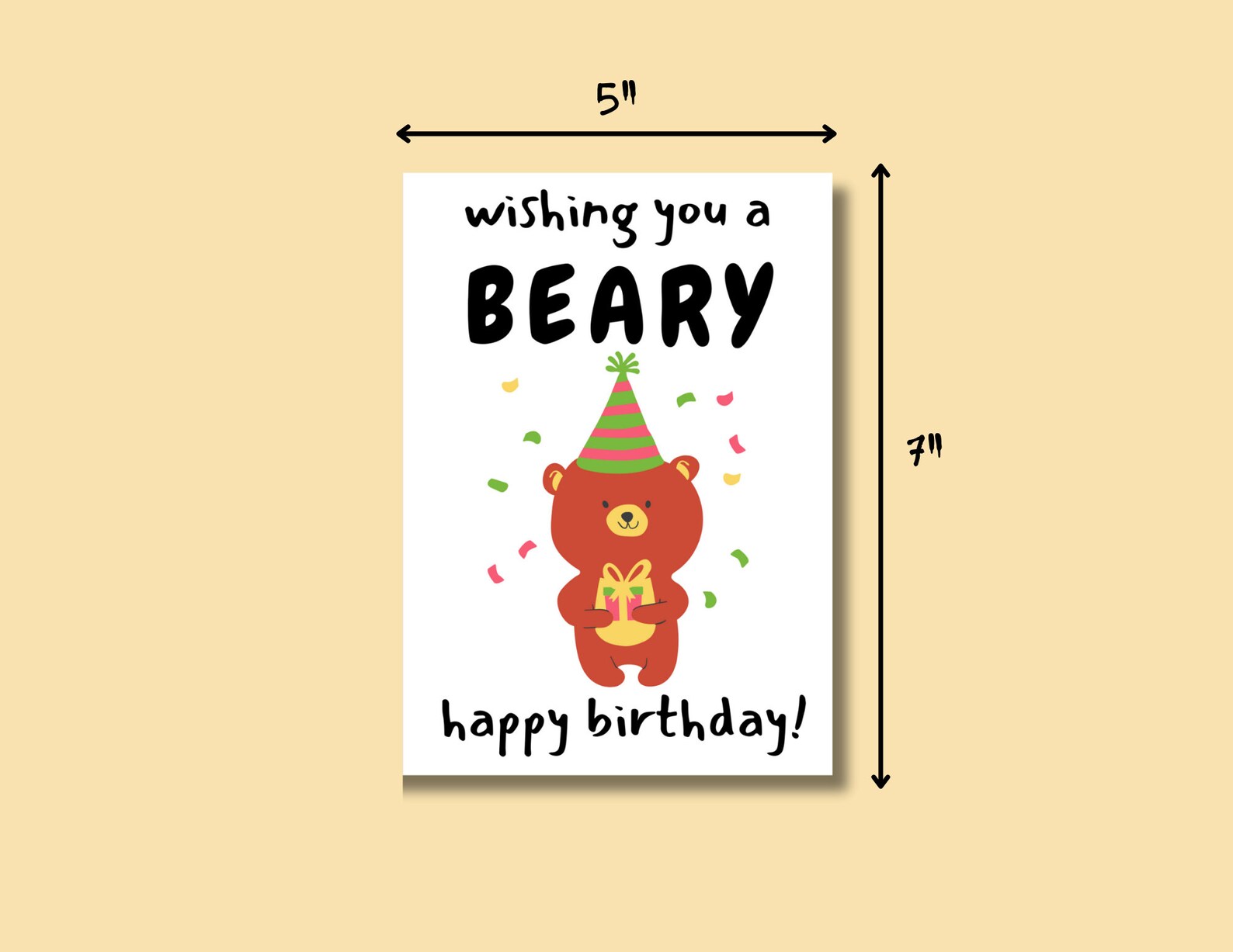 Printable Bear Birthday Card, Printable Birthday Card Cute, Digital ...