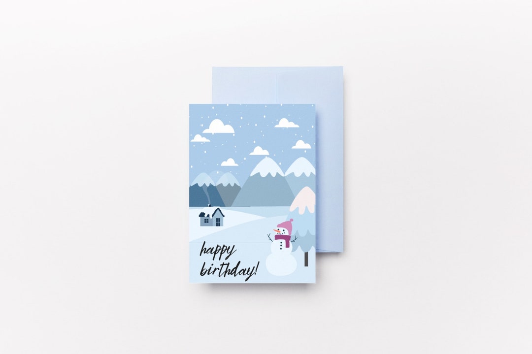 Printable Snowman Birthday Card, Printable Birthday Card Cute, Digital ...