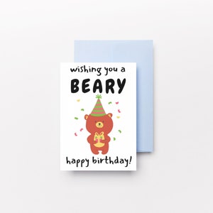 Printable Bear Birthday Card, Printable Birthday Card Cute, Digital ...