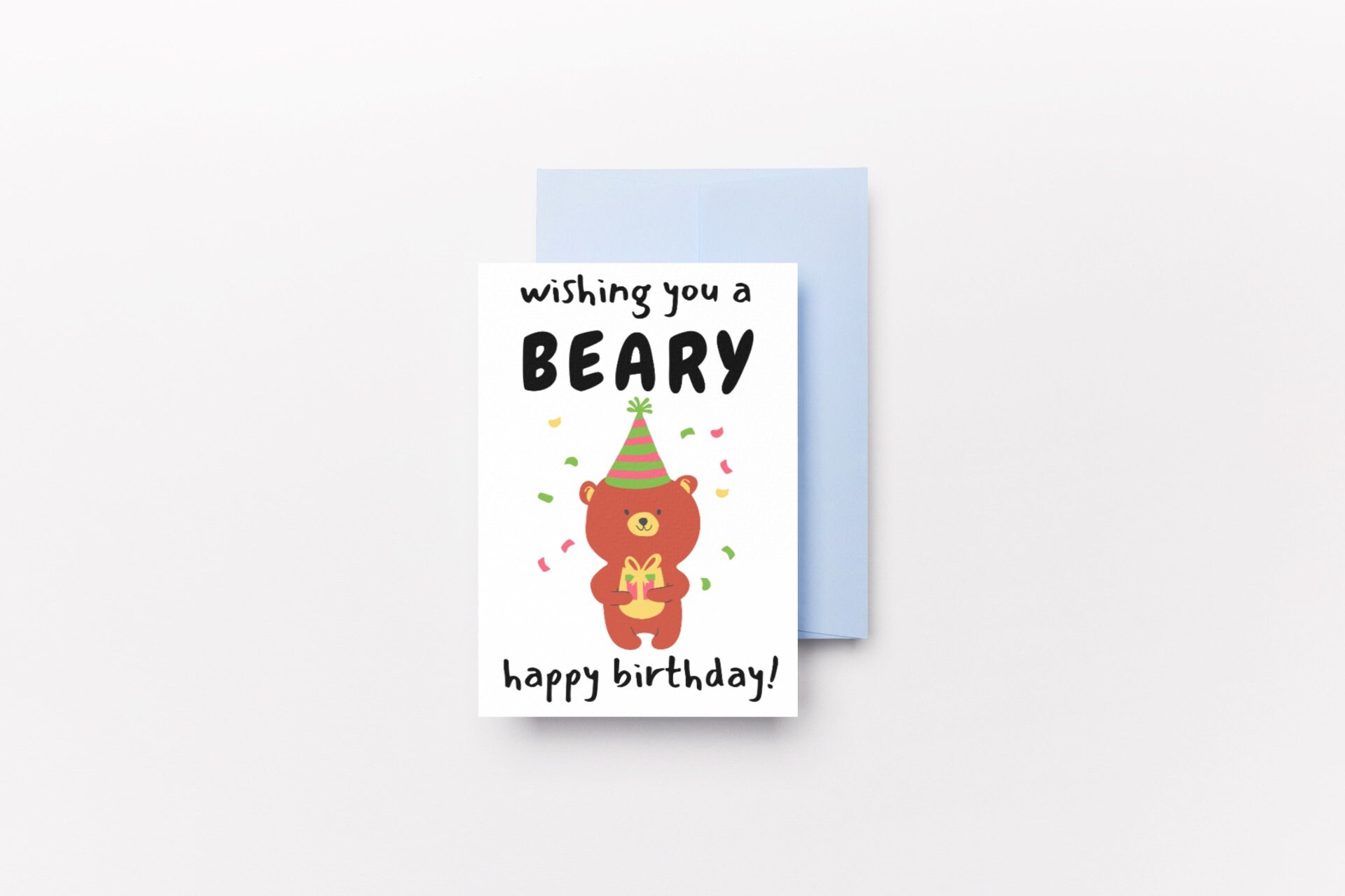 Printable Bear Birthday Card, Printable Birthday Card Cute, Digital ...