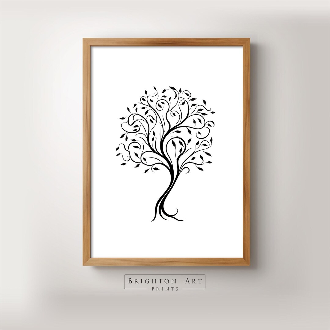 Stylized Oak Tree Pencil Sketch | Digital Download | Neutral Wall Decor ...
