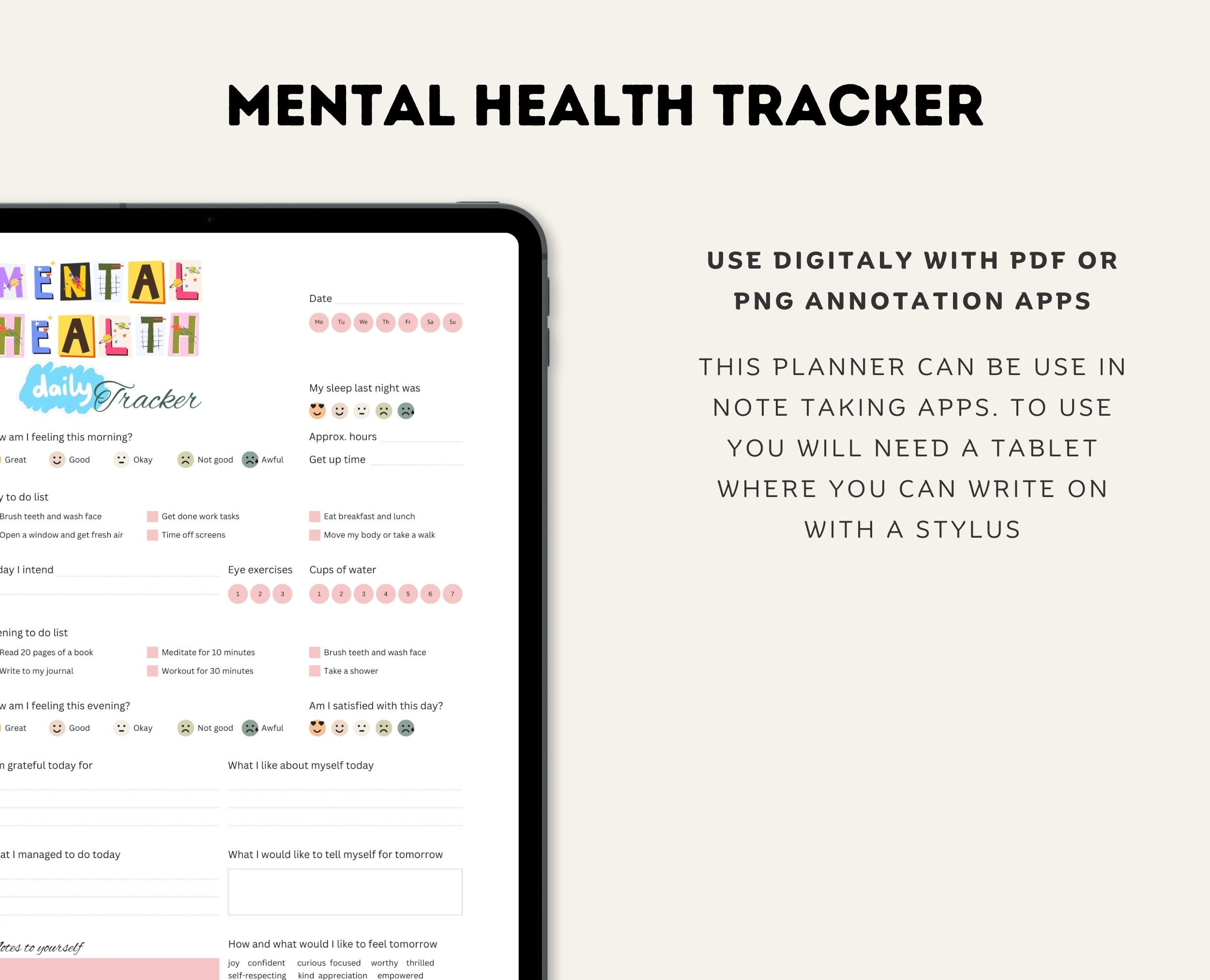 Daily Mental Health Check in printable Journal daily Journal reflection ...