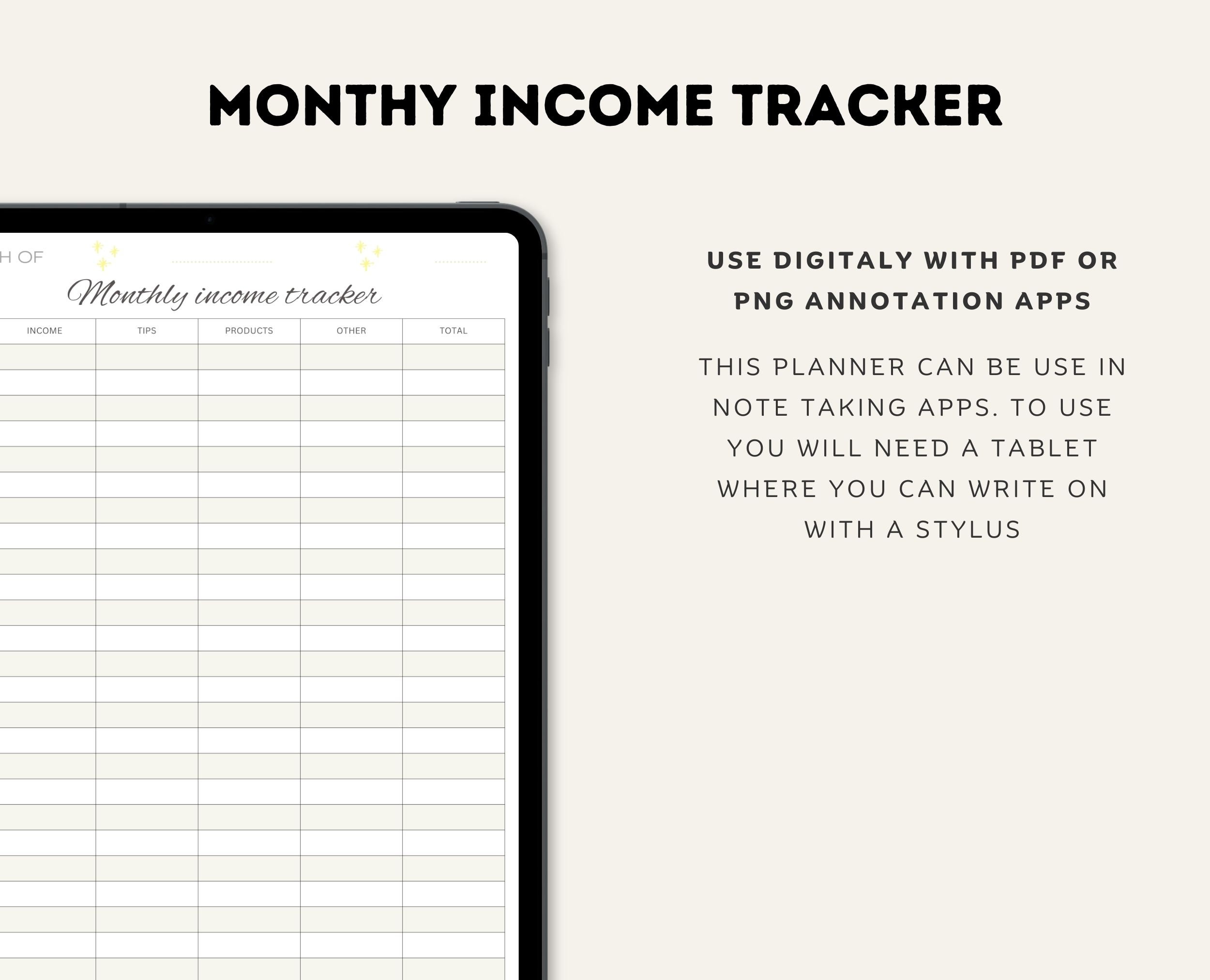 Income Tracker Printable, Monthly Income Tracker, Income and Expense ...