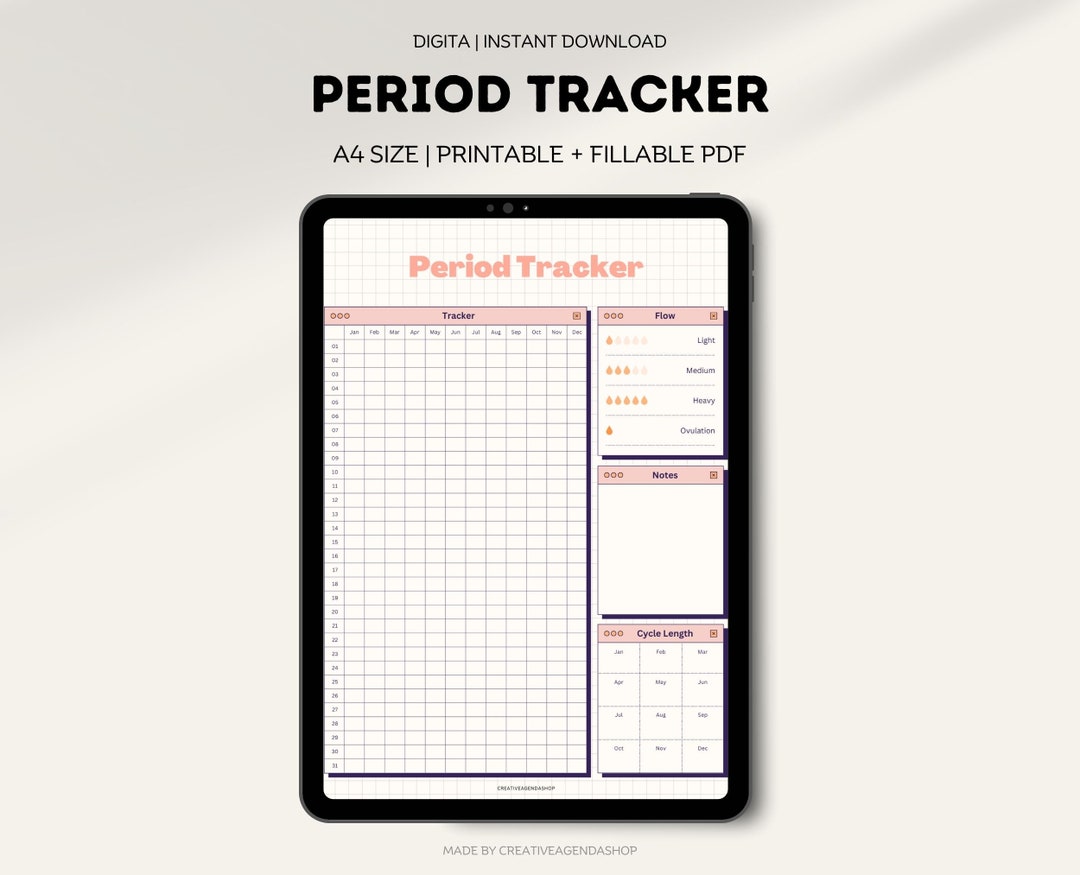 Period Tracker, Period Tracker Planner, Monthly Symptom Tracker, A4 PDF ...