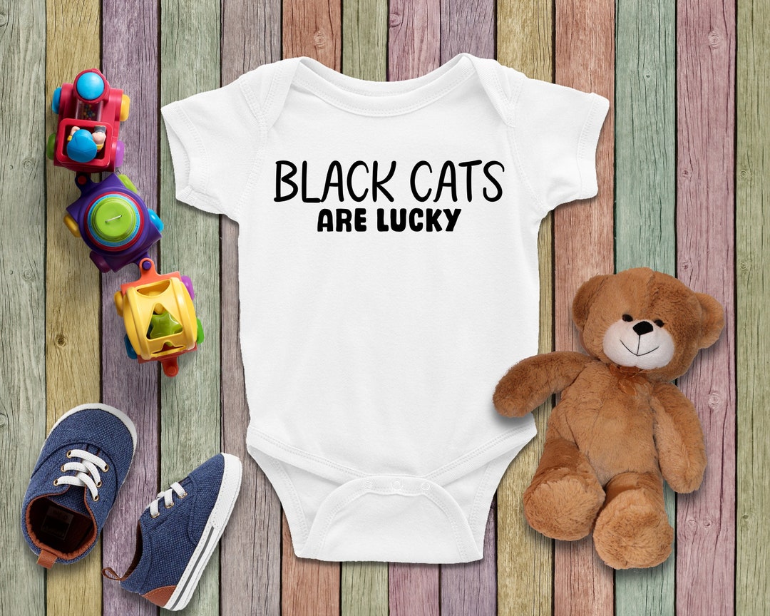 Black Cats Are Lucky Onesie Waving Cat Onesie Maneki Neko Baby Onesie ...