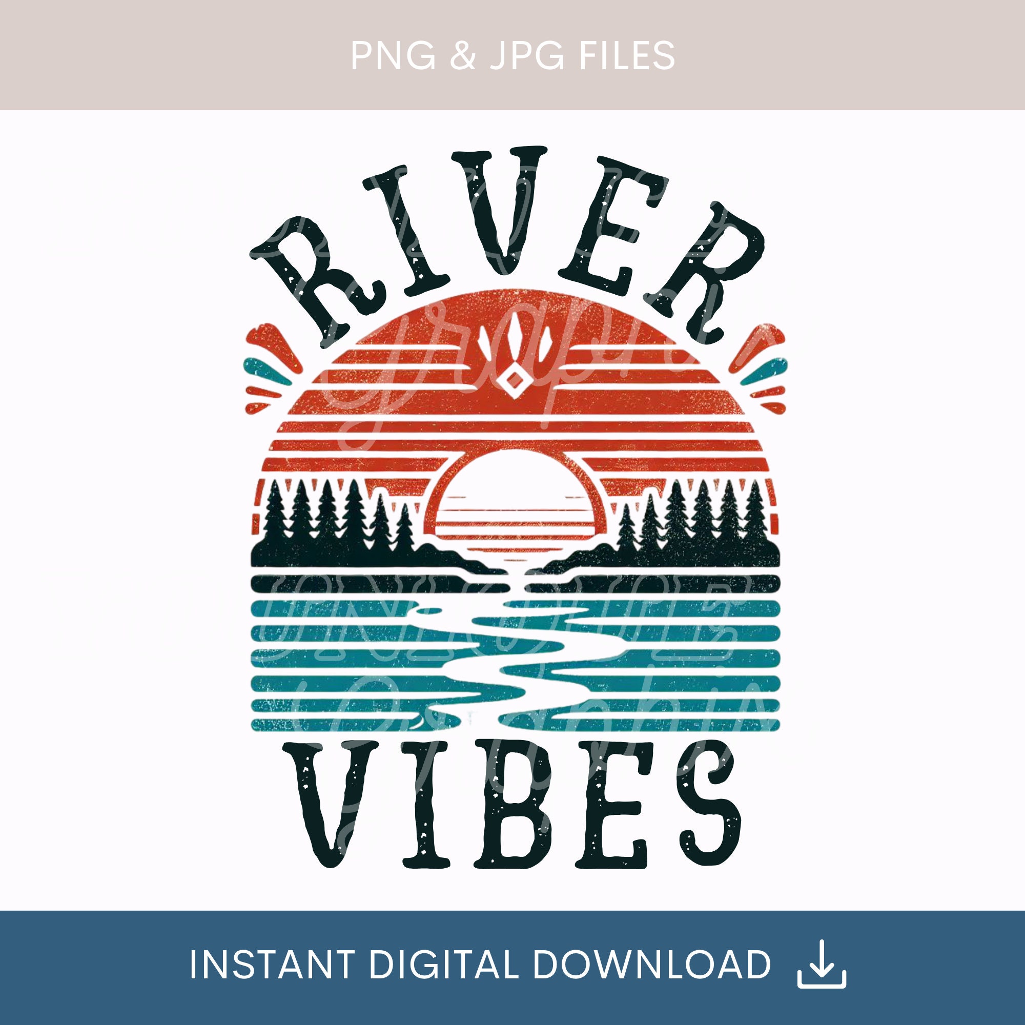 Distressed Retro River Vibes Png, River Life Png, Summer Holiday Png ...