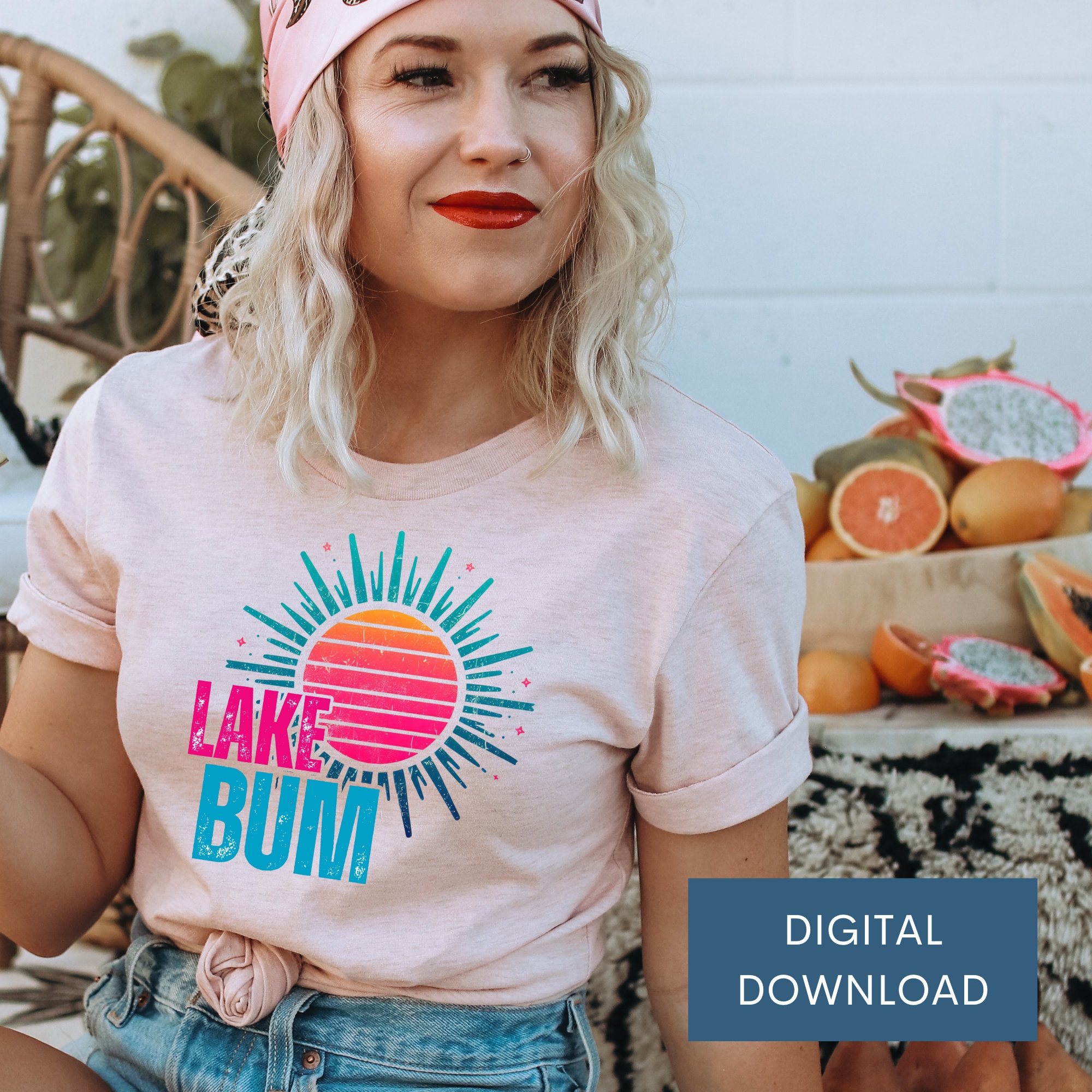Distressed Neon Retro Lake Bum Png, Summer Vibes Png, Summer Time Png ...