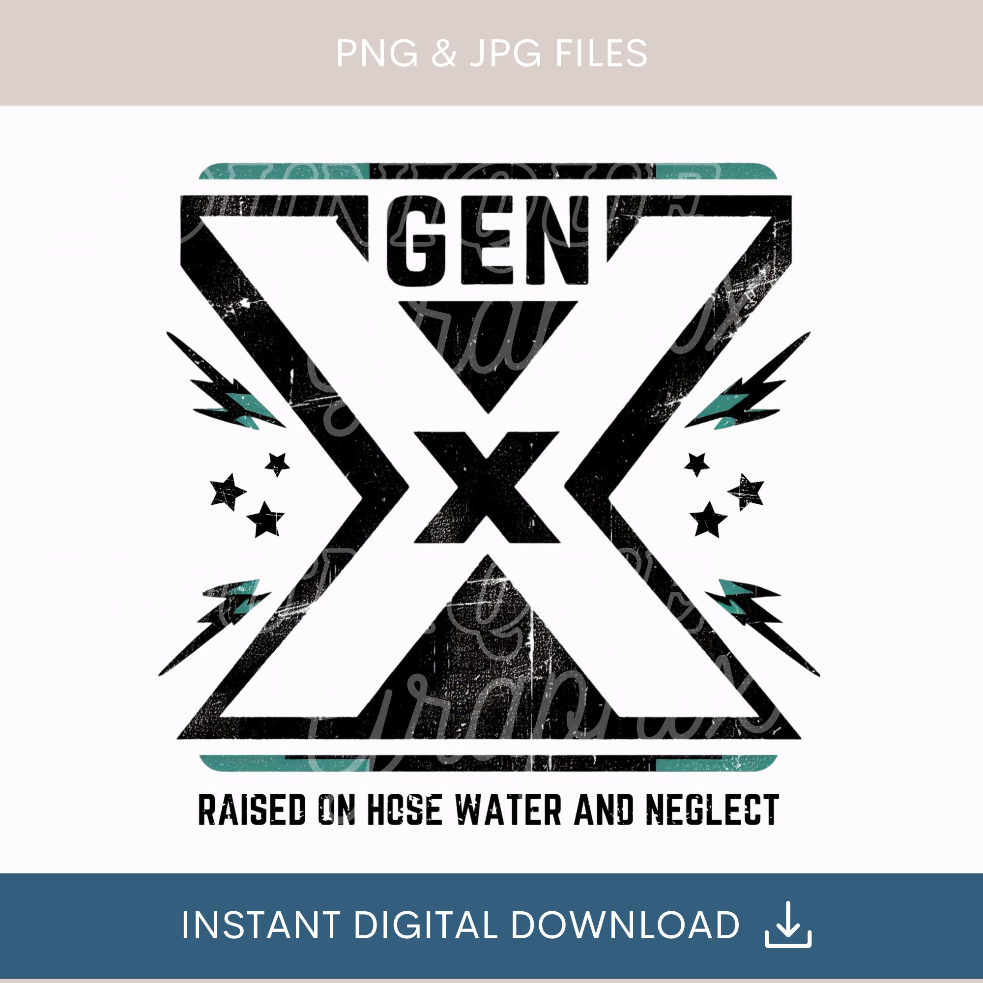 Gen X-er, Raised on Hose Water and Neglect, Vintage Tshirt Design ...