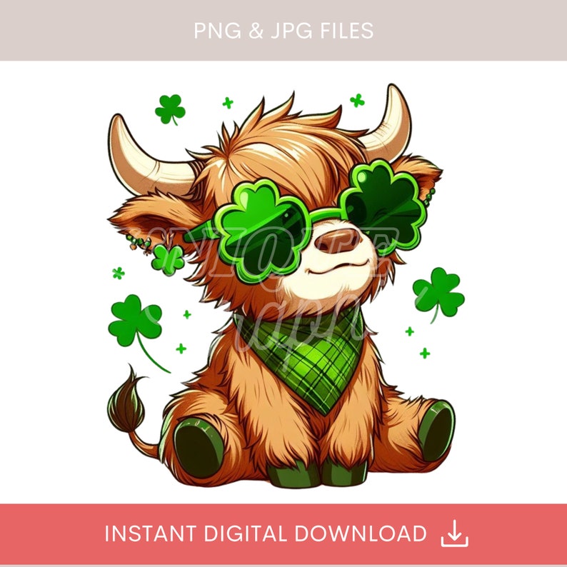 St Patrick's Day Png, Highland Cow Shirt Design, Highland Cow Clipart ...