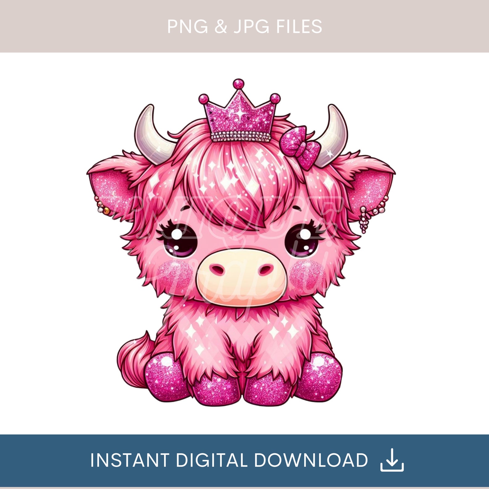 Cute Princess Highland Cow Clipart, Highland Cow Shirt Design, Pink Cow ...