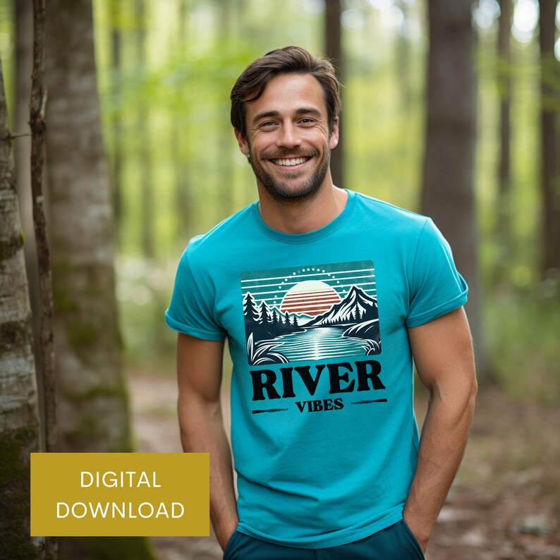 Distressed Retro River Vibes Png, River Life Png, Summer Holiday Png ...
