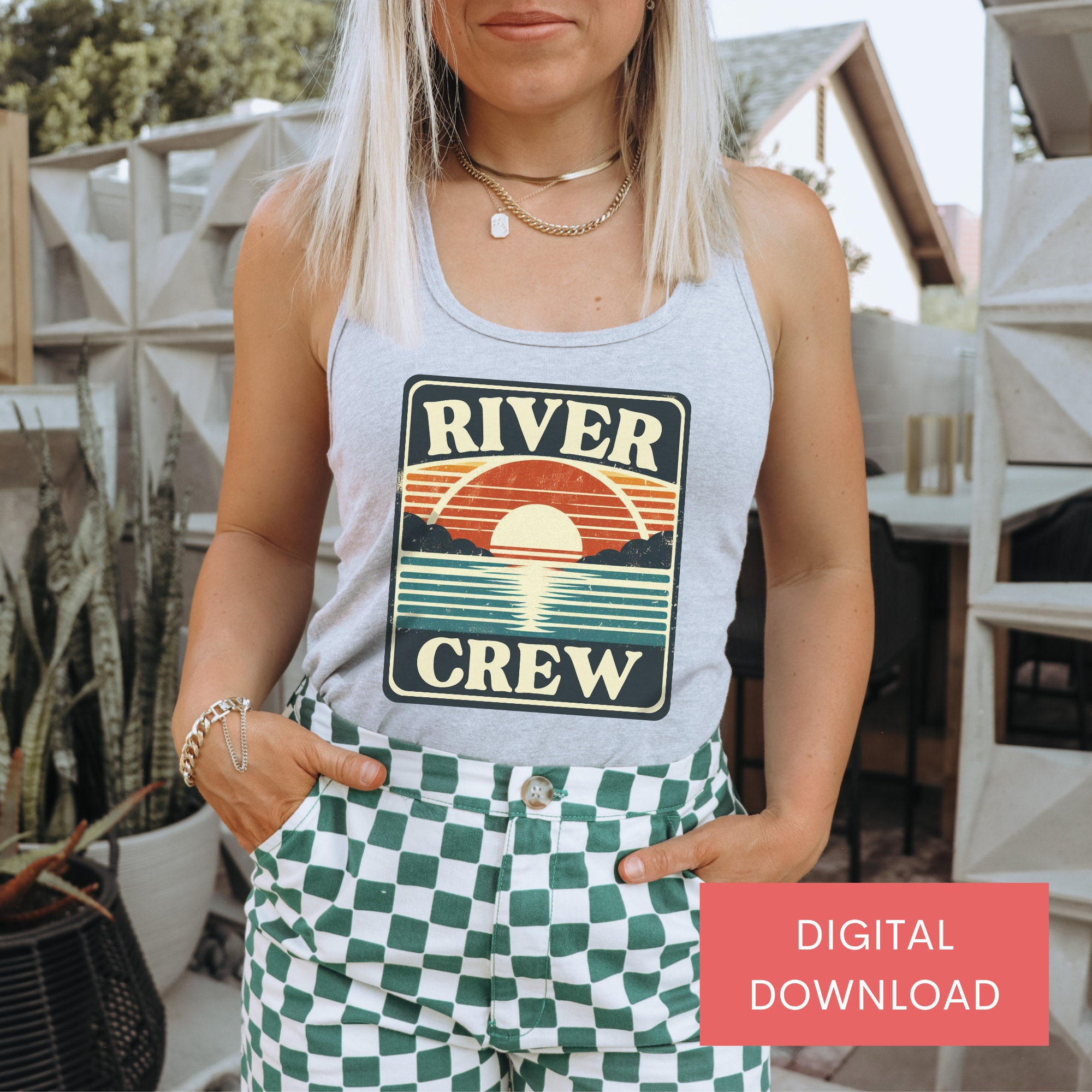 Distressed Retro River Crew Png, River Vibes Png, Summer Holiday Png ...