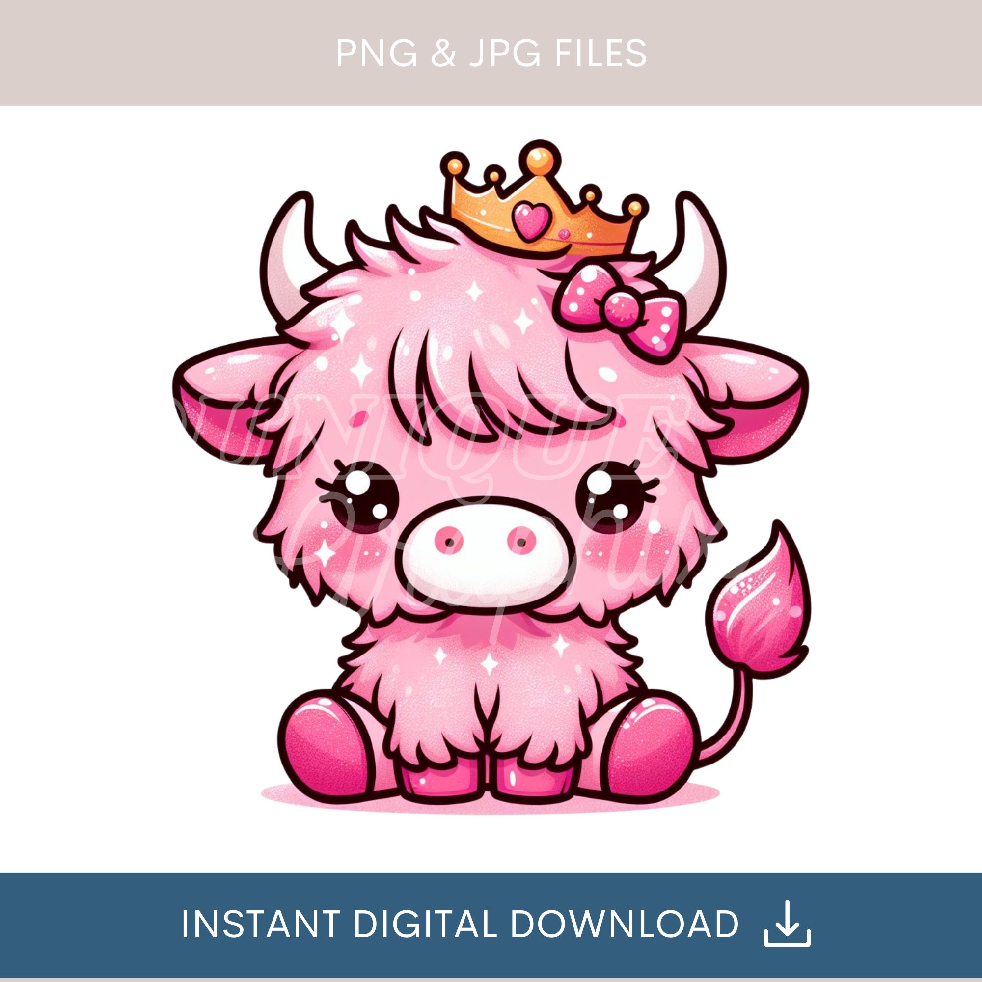 Cute Princess Highland Cow Clipart, Highland Cow Shirt Design, Pink Cow ...