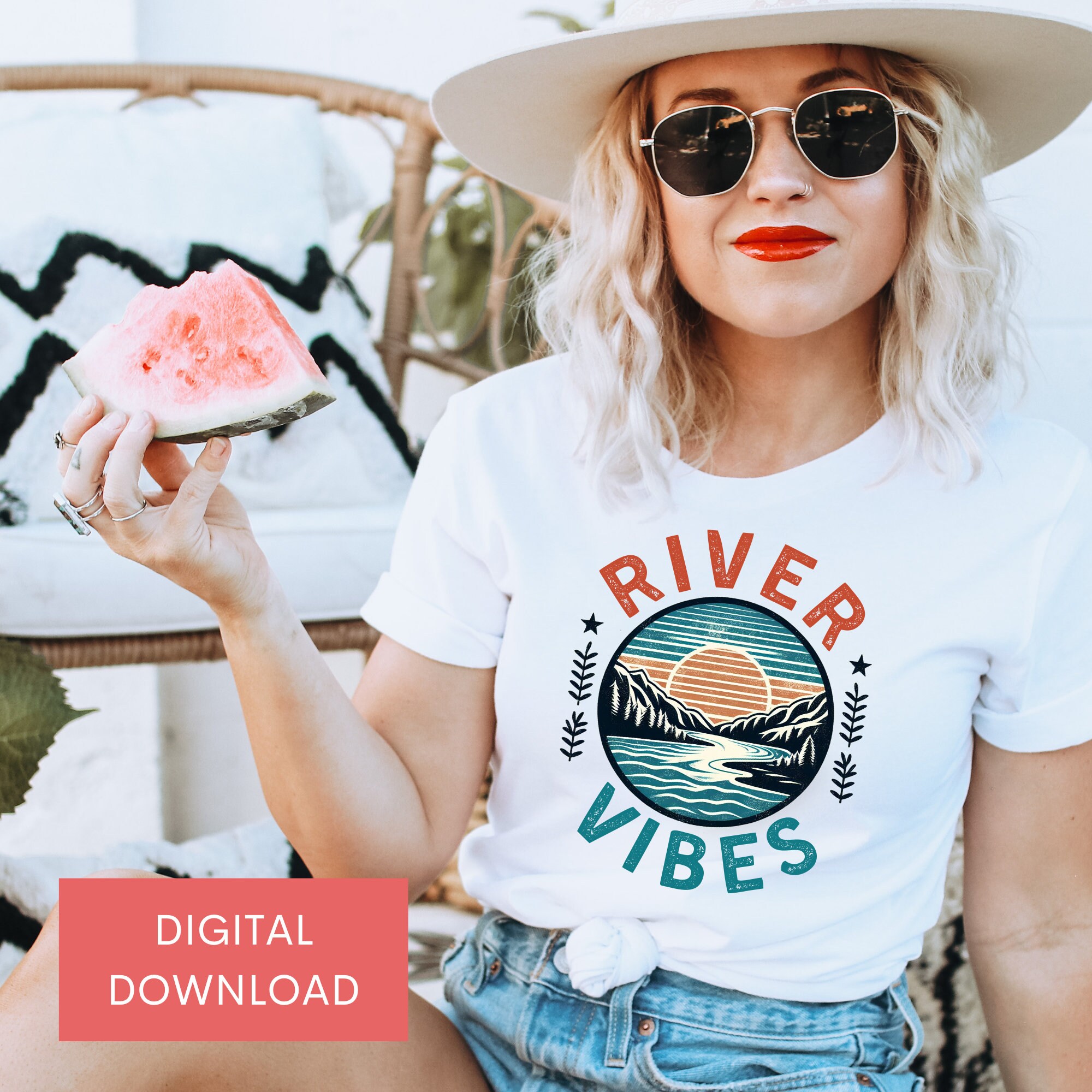 Distressed Retro River Vibes Png, River Life Png, Summer Holiday Png ...