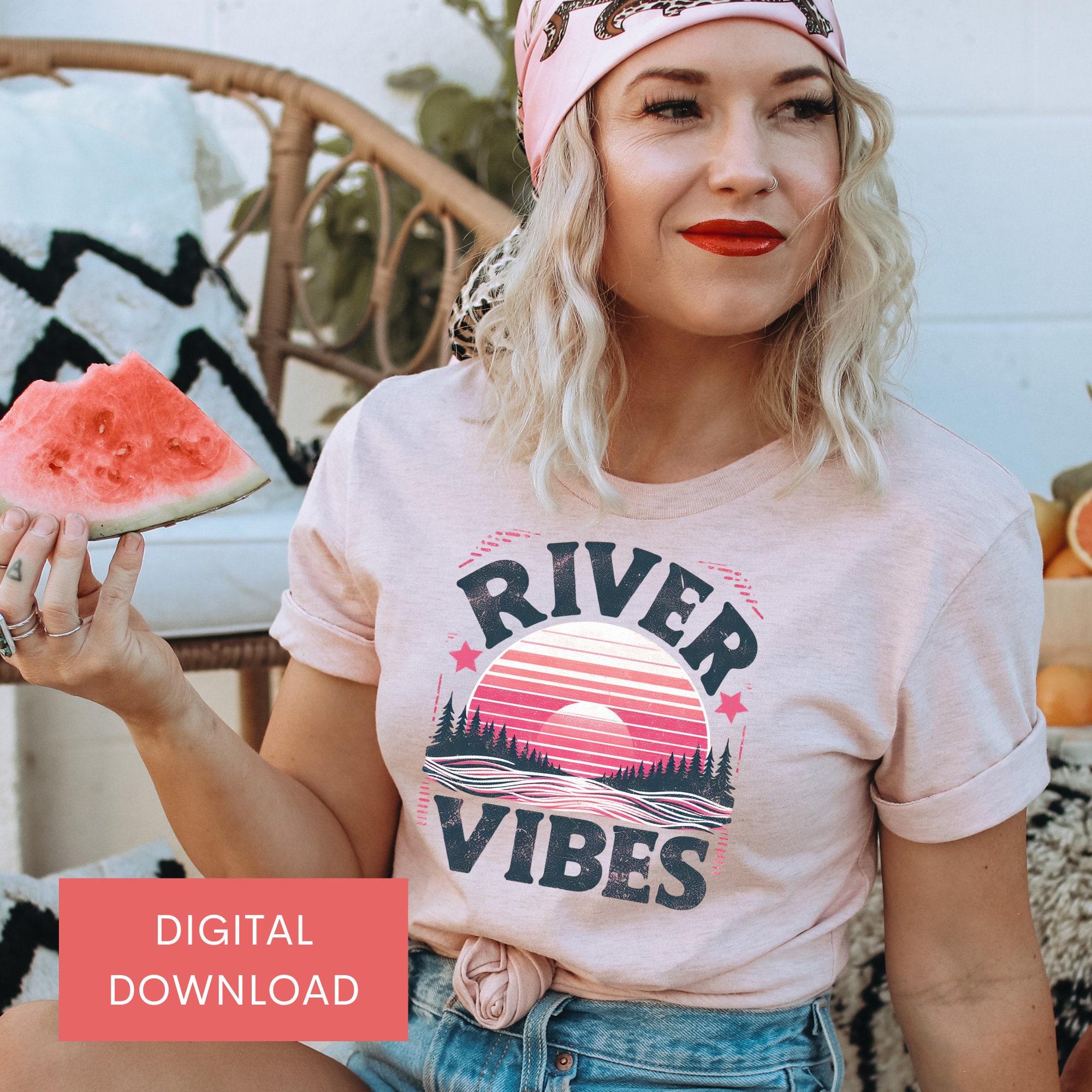 Distressed Retro River Vibes Png, River Life Png, Summer Holiday Png ...