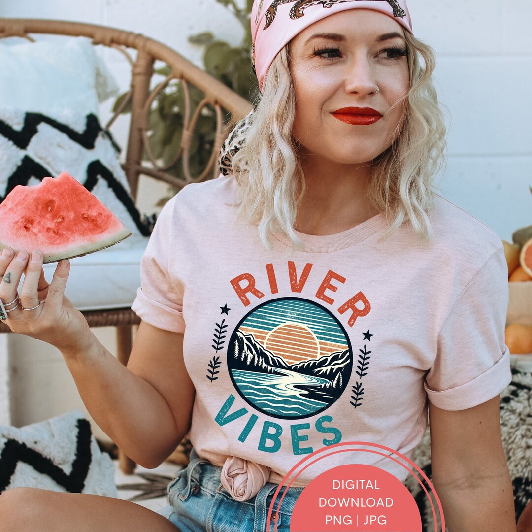 Distressed Retro River Vibes Png, River Life Png, Summer Holiday Png ...