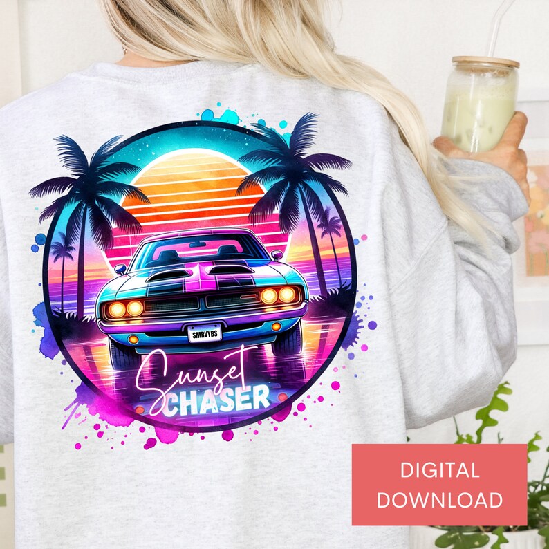 Sunset Chaser Png, Retro Muscle Car Png, Chasing Sunsets Png, Summer ...