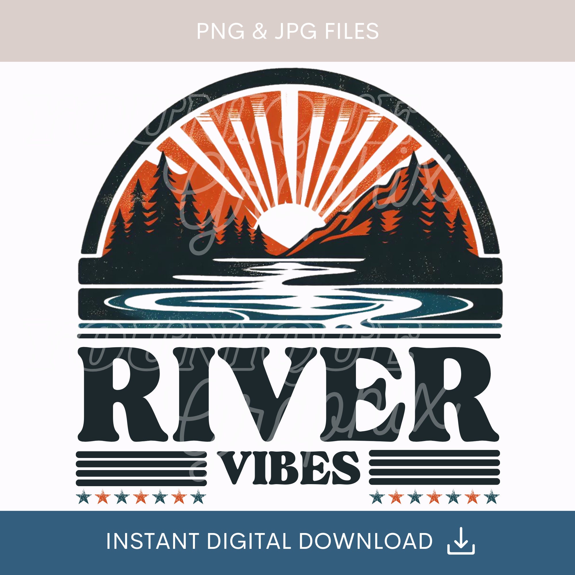 Distressed Retro River Vibes Png, River Life Png, Summer Holiday Png ...