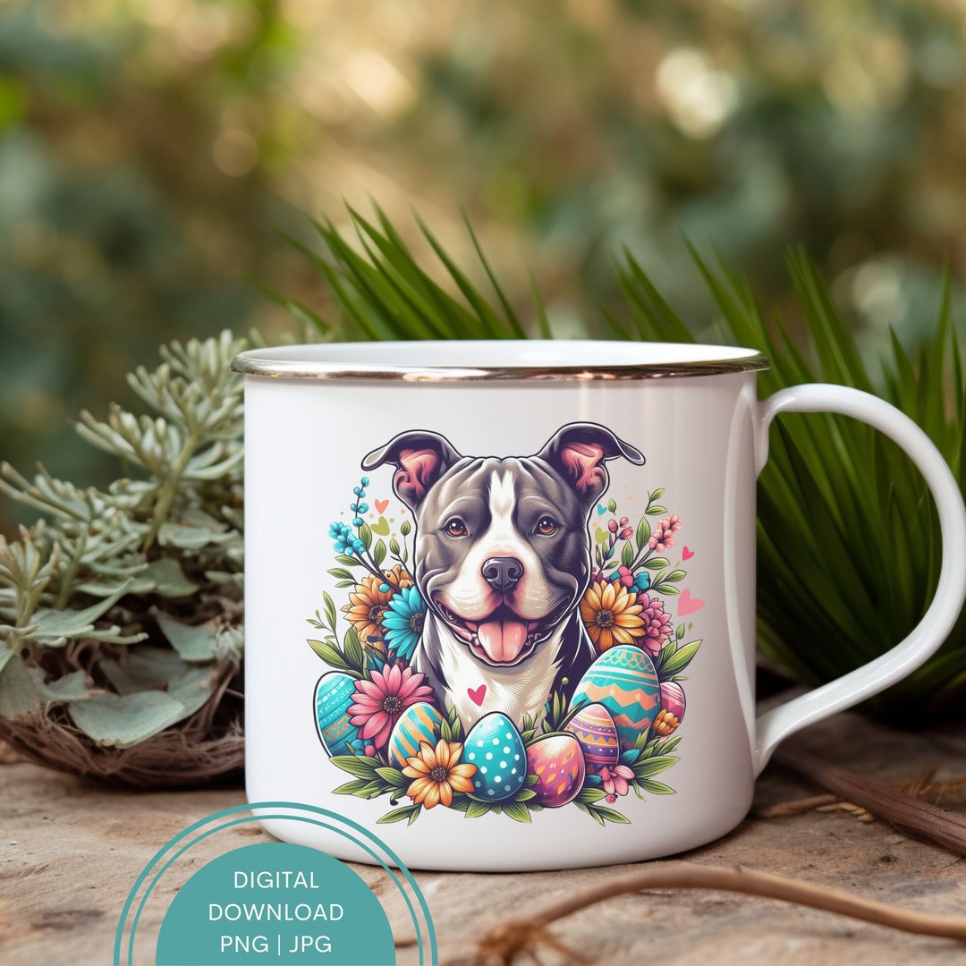 Floral Easter Pitbull Png Sublimation Design, Easter Dog Sublimation ...