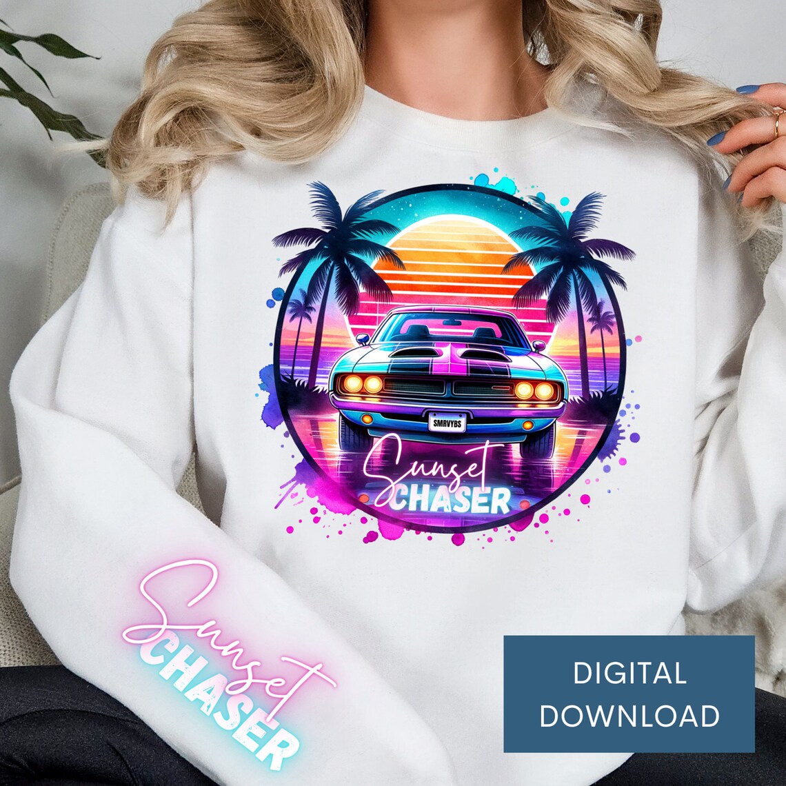 Sunset Chaser Png, Retro Muscle Car Png, Chasing Sunsets Png, Summer ...
