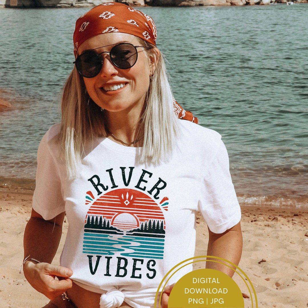Distressed Retro River Vibes Png, River Life Png, Summer Holiday Png ...