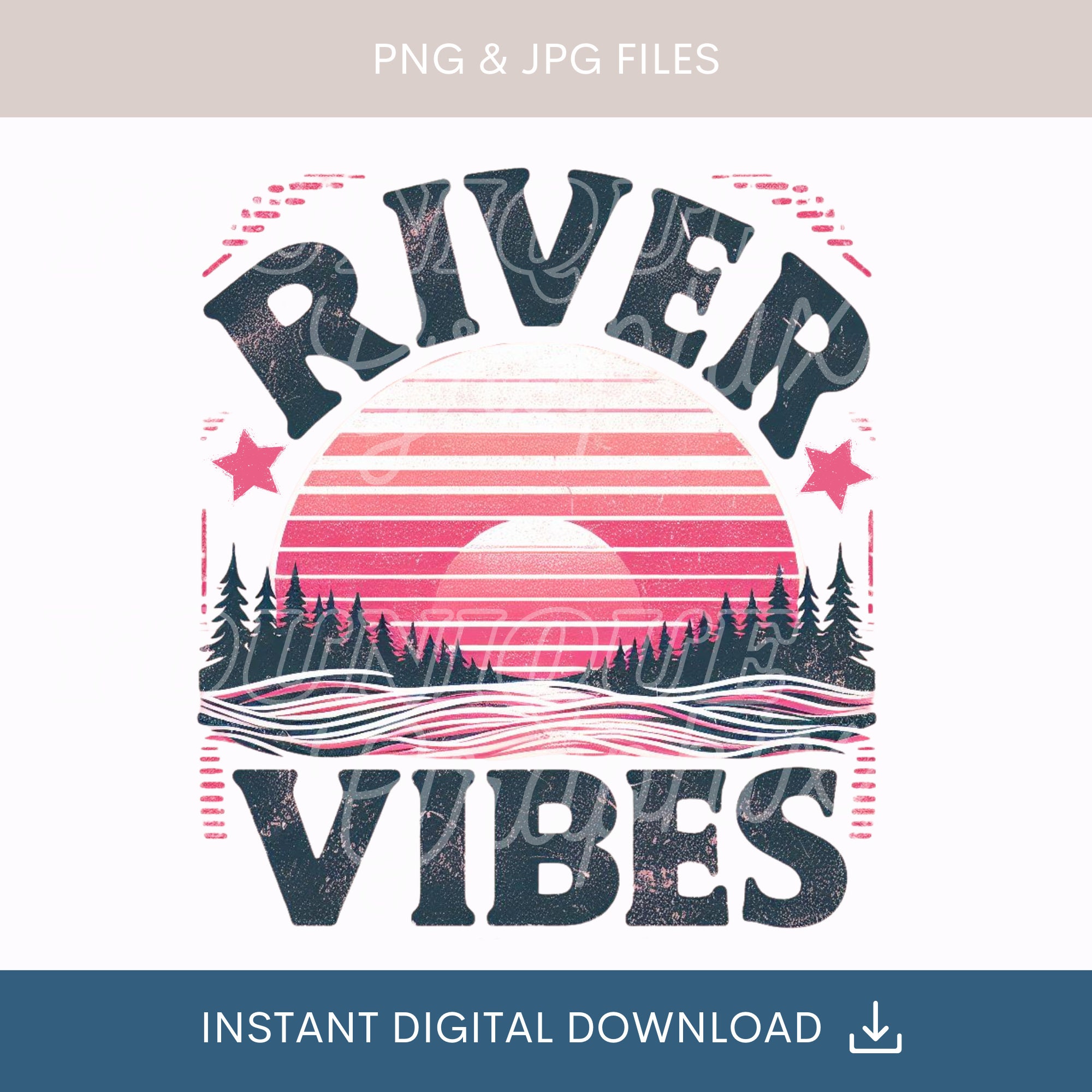 Distressed Retro River Vibes Png, River Life Png, Summer Holiday Png ...