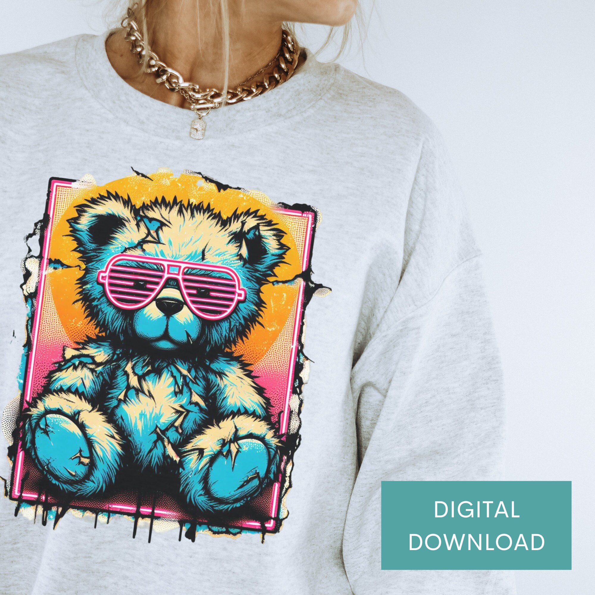 Neon Tattered Teddy Bear Png Cool Bear Png, Cartoon Teddy Bear, Ripped ...