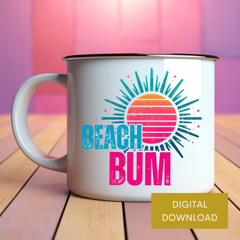 Distressed Neon Retro Beach Bum Png, Summer Vibes Png, Summer Time Png ...