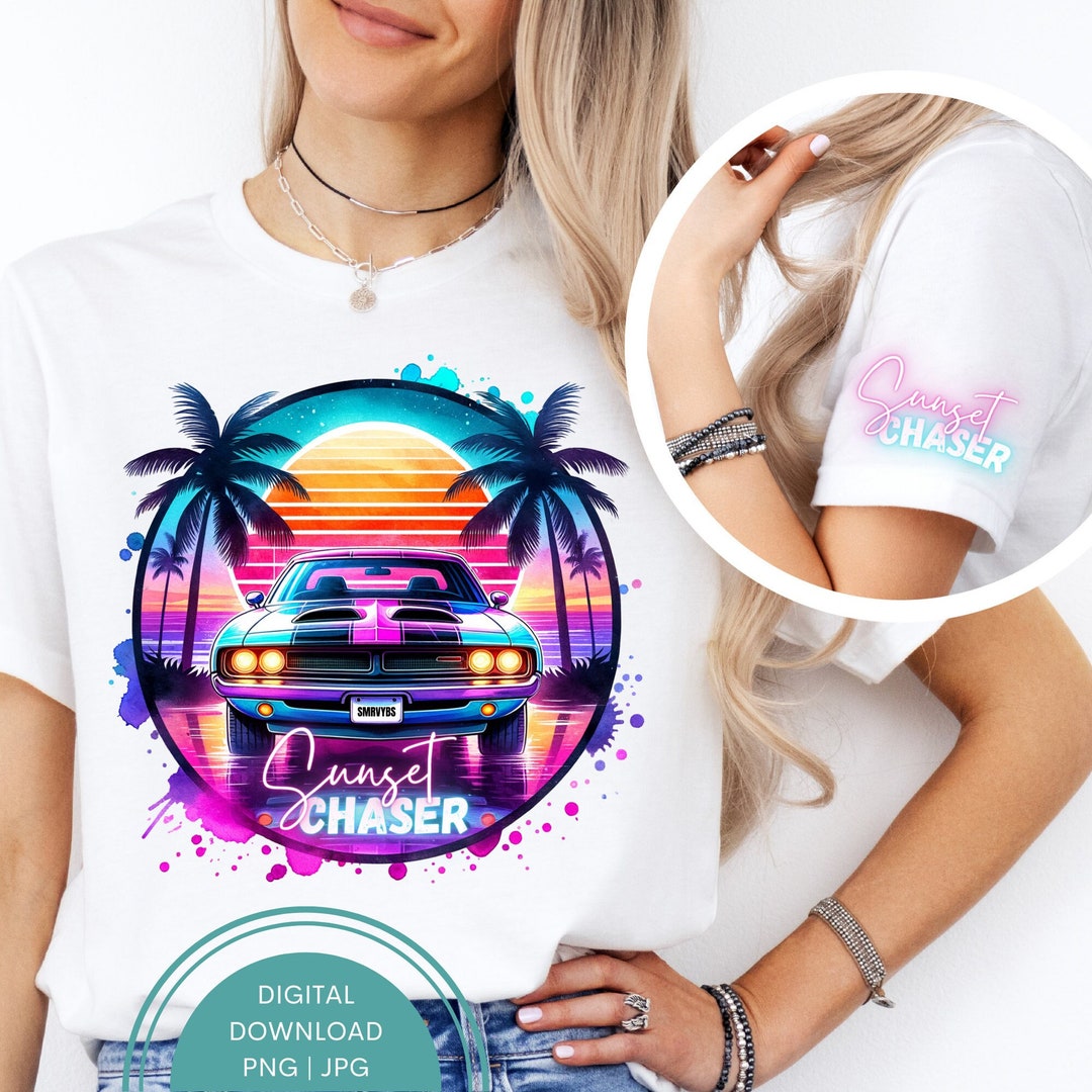 Sunset Chaser Png, Retro Muscle Car Png, Chasing Sunsets Png, Summer ...