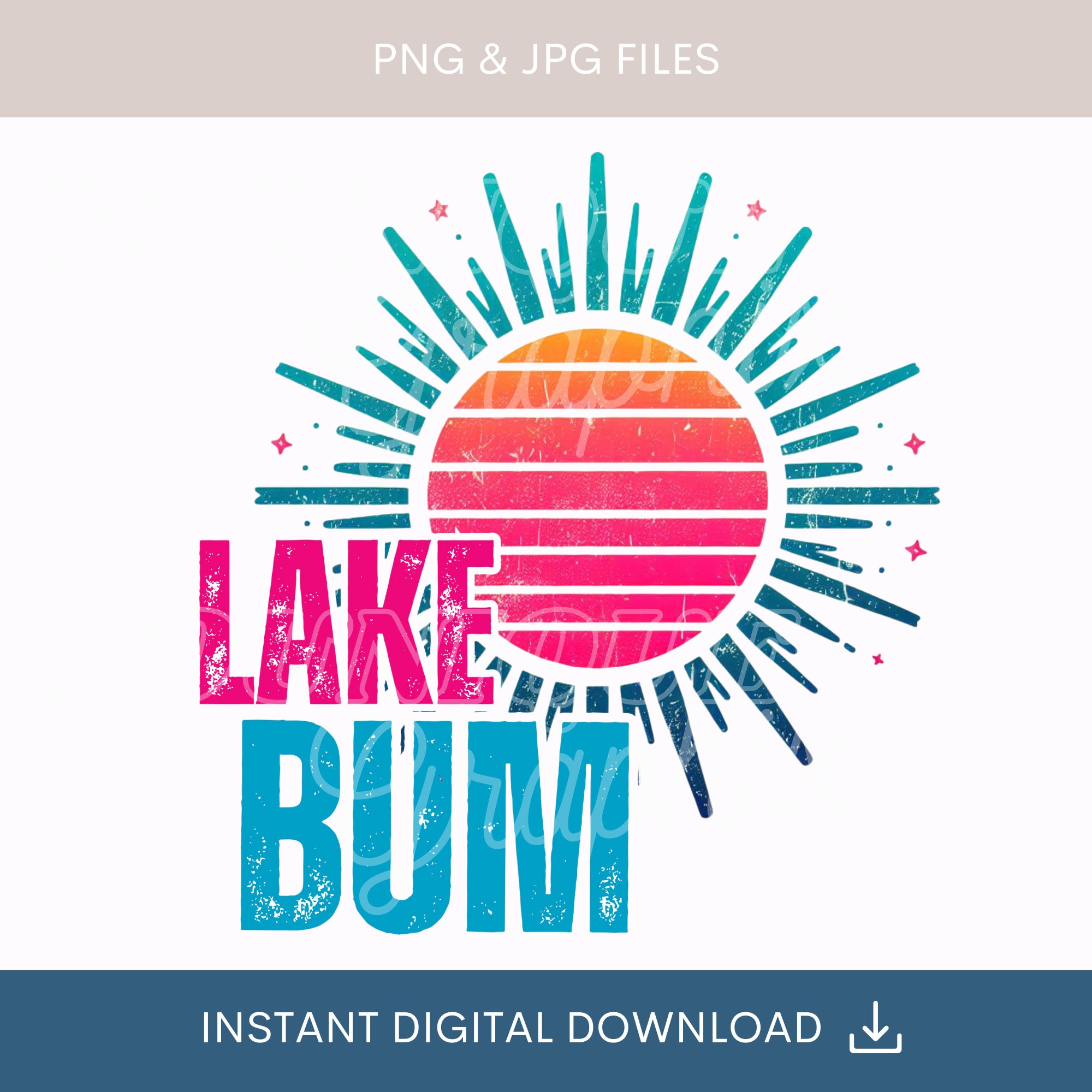 Distressed Neon Retro Lake Bum Png, Summer Vibes Png, Summer Time Png ...