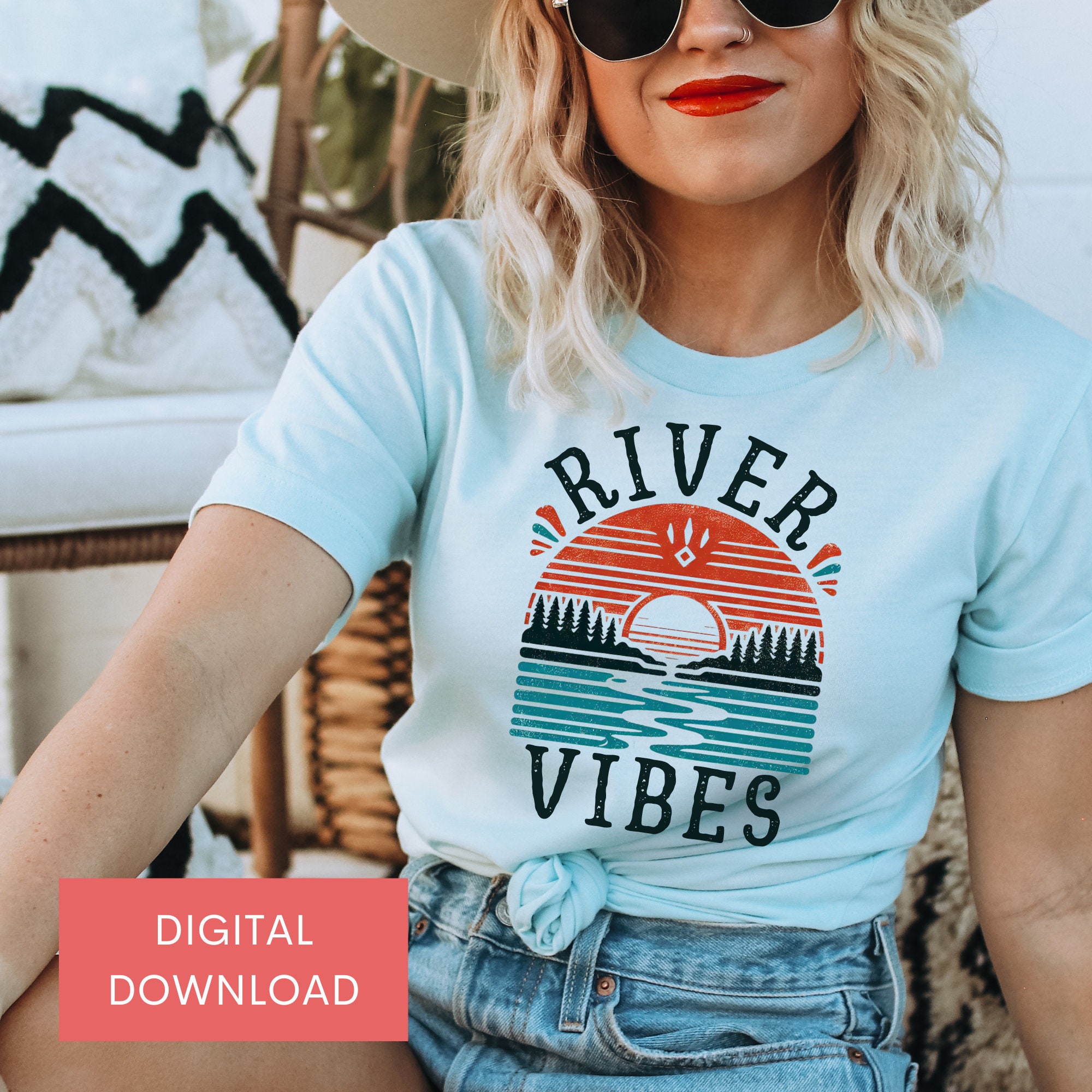 Distressed Retro River Vibes Png, River Life Png, Summer Holiday Png ...