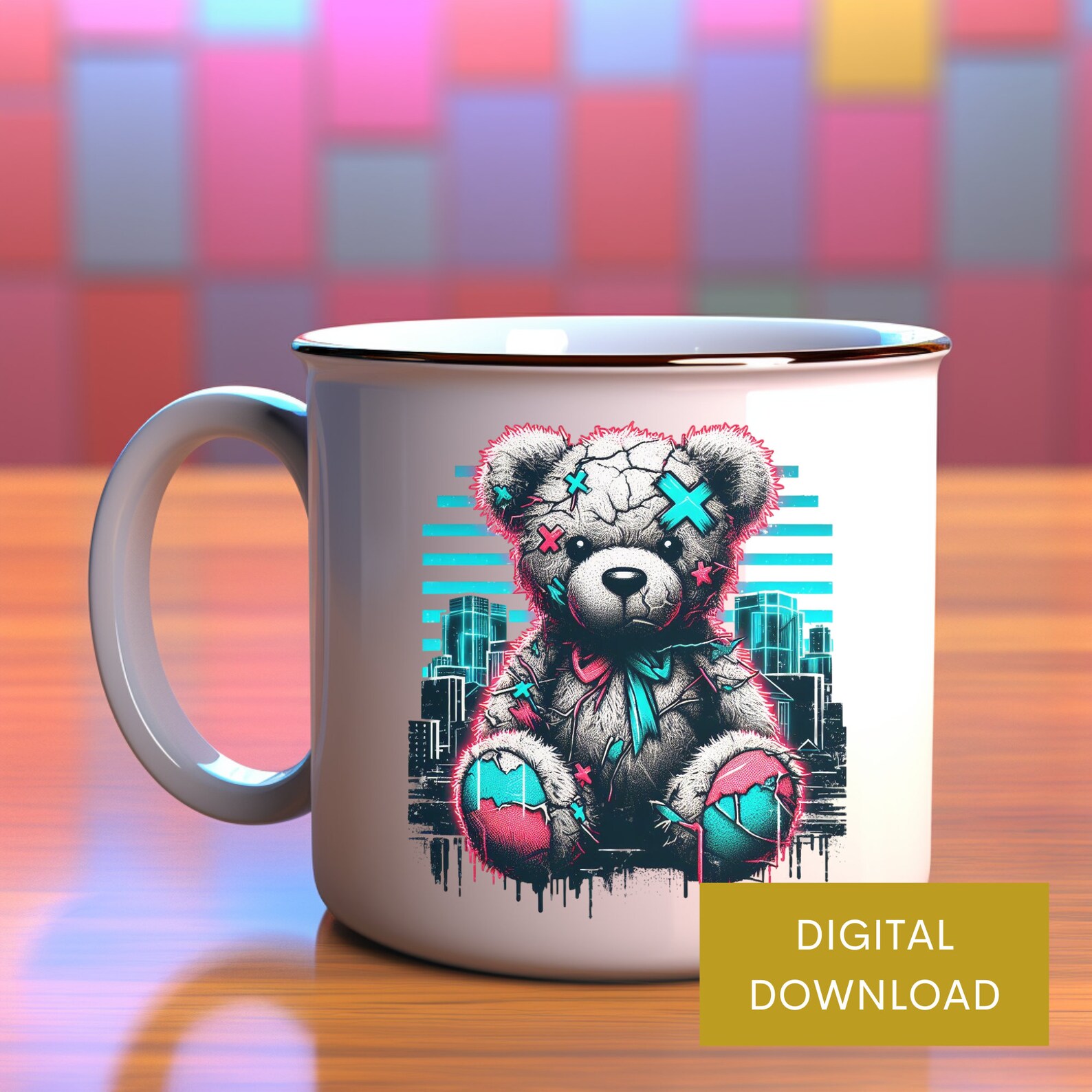 Neon Tattered Teddy Bear Png Cool Bear Png, Cartoon Teddy Bear, Ripped ...