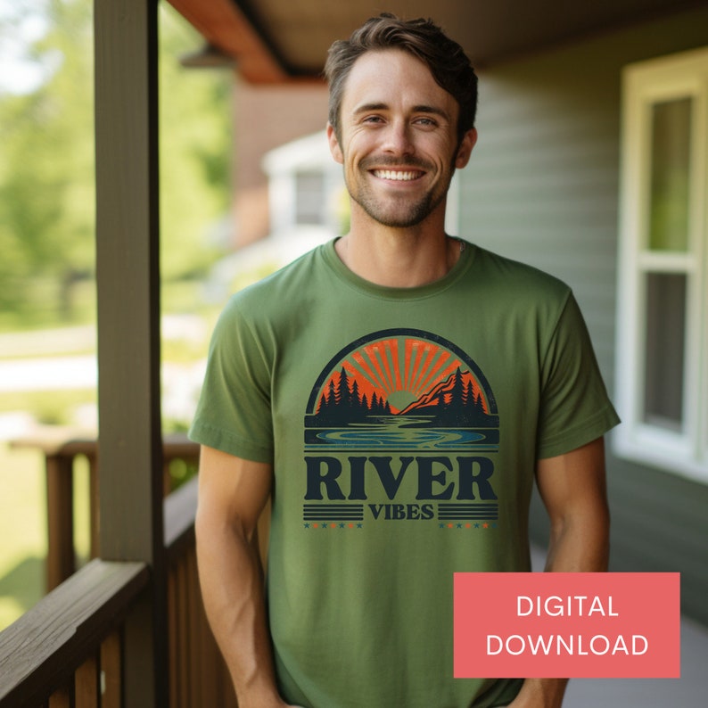 Distressed Retro River Vibes Png, River Life Png, Summer Holiday Png ...