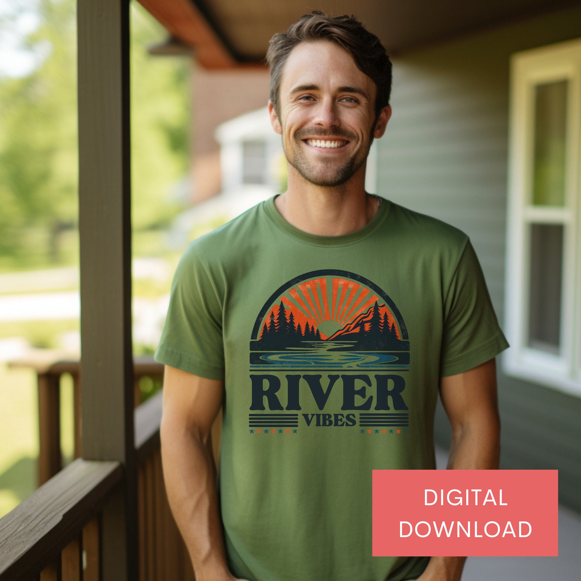 Distressed Retro River Vibes Png, River Life Png, Summer Holiday Png ...