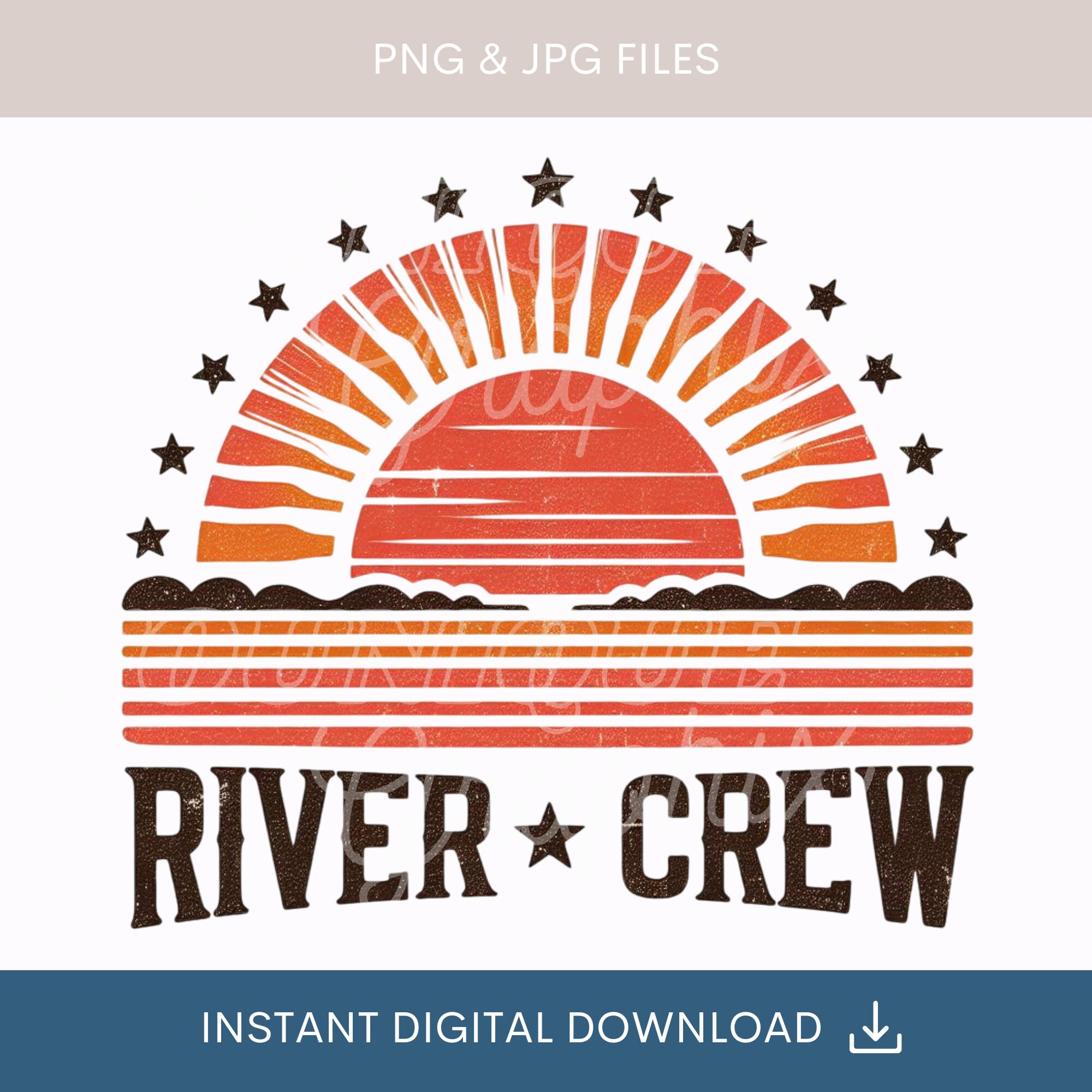 Distressed Retro River Crew Png, River Vibes Png, Summer Holiday Png ...
