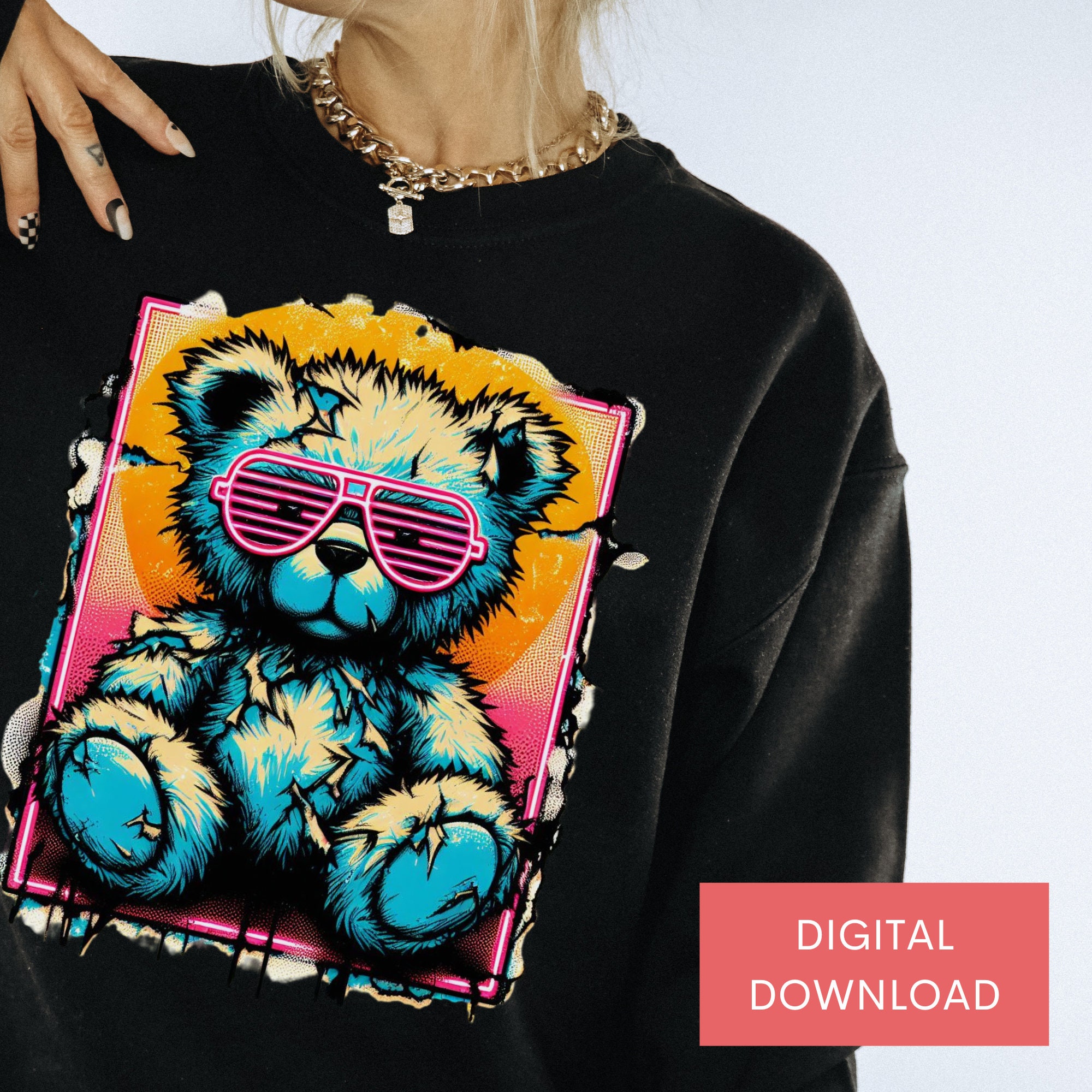 Neon Tattered Teddy Bear Png Cool Bear Png, Cartoon Teddy Bear, Ripped ...