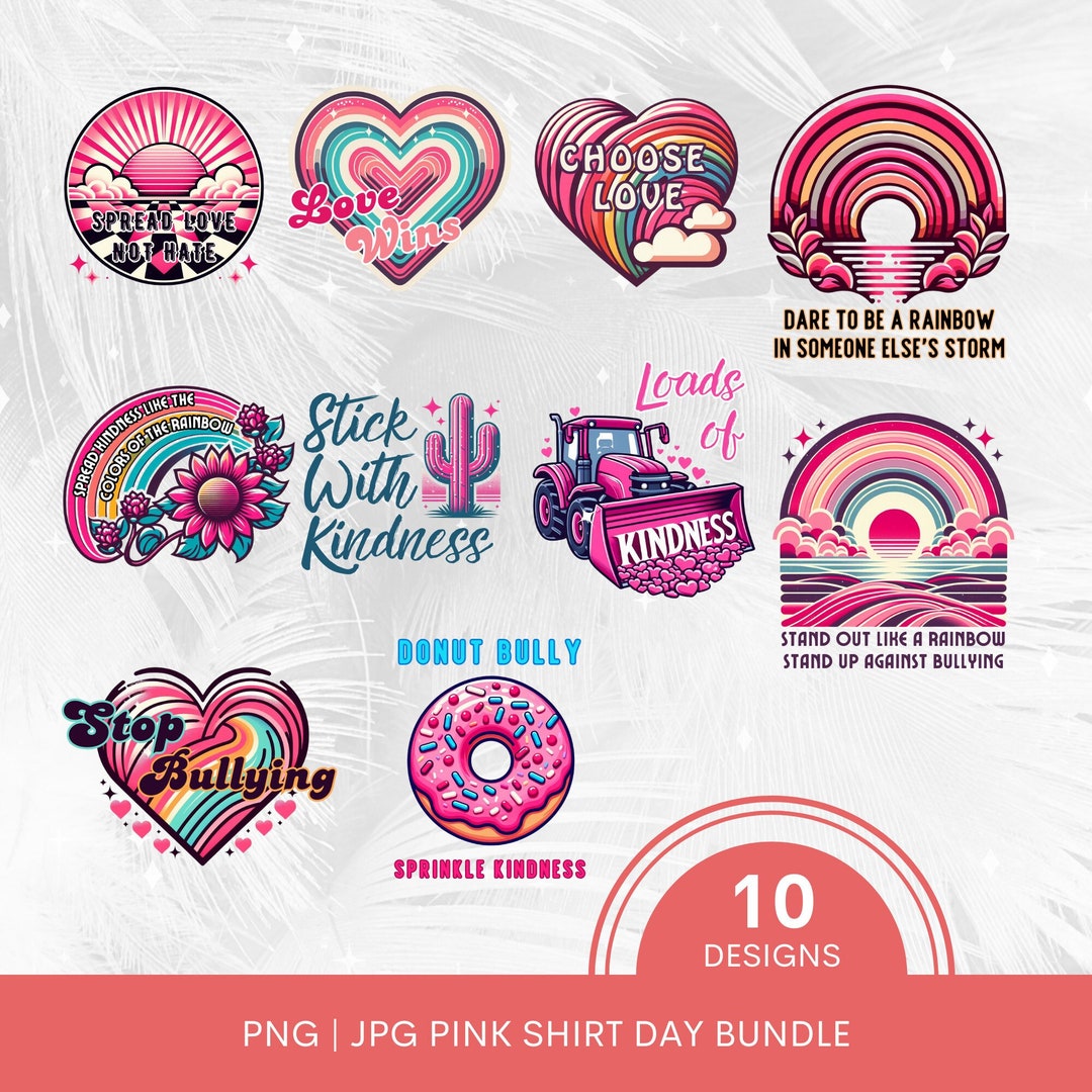 Anti Bullying Bundle, Kindness PNG Bundle, Inspirational Pink Shirt Day ...