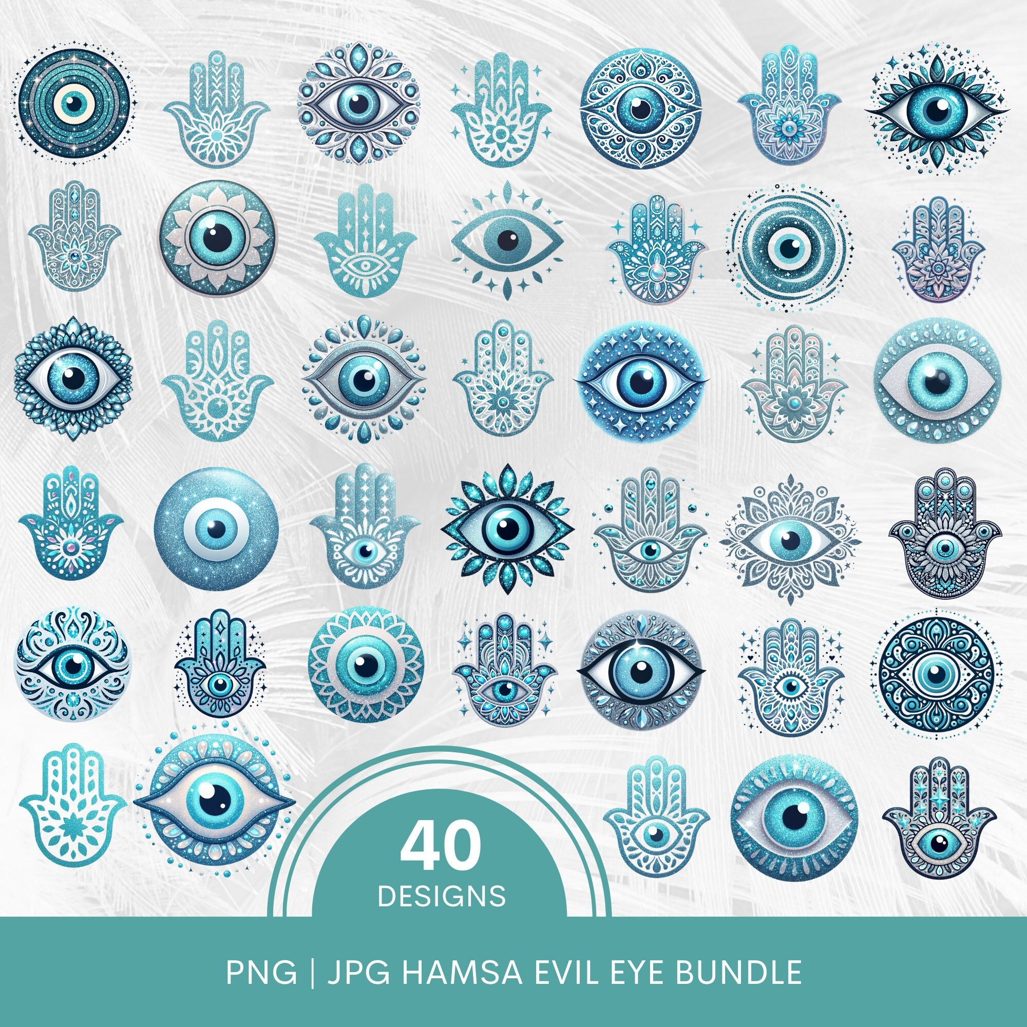 40 Blue Evil Eye Protection Png Bundle Hamsa Hand Png Bundle Hand of ...